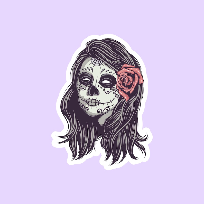 Sugar Skull Sticker, Mexican Inspired Stickers, Goth Art Spo - Inspire ...