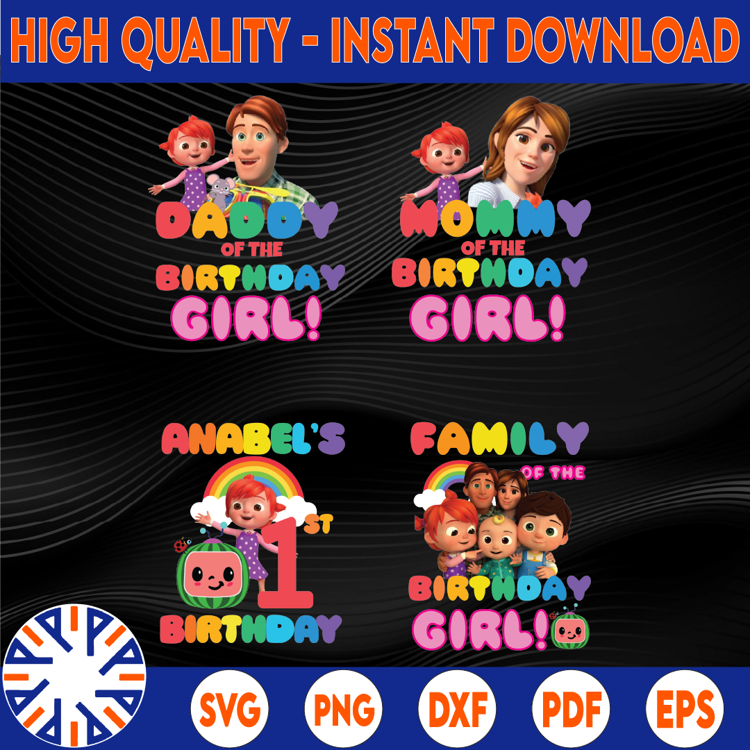 Cocomelon Birthday Bundle PNG, Cocomelon Daddy and Mommy Of | Inspire ...