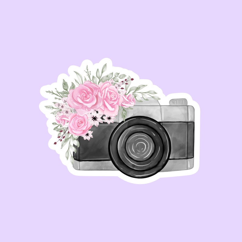 Floral Camera Sticker, Photographer Sticker, Vintage Camera - Inspire ...
