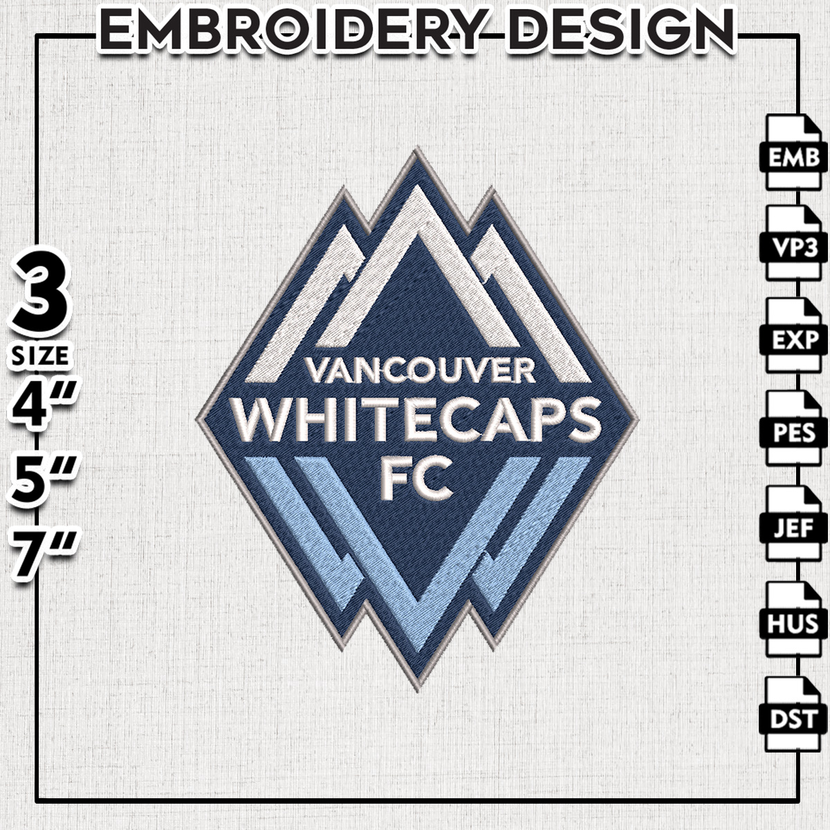 Vancouver Whitecaps FC Logo Embroidery Design, MLS Embroider | Inspire ...