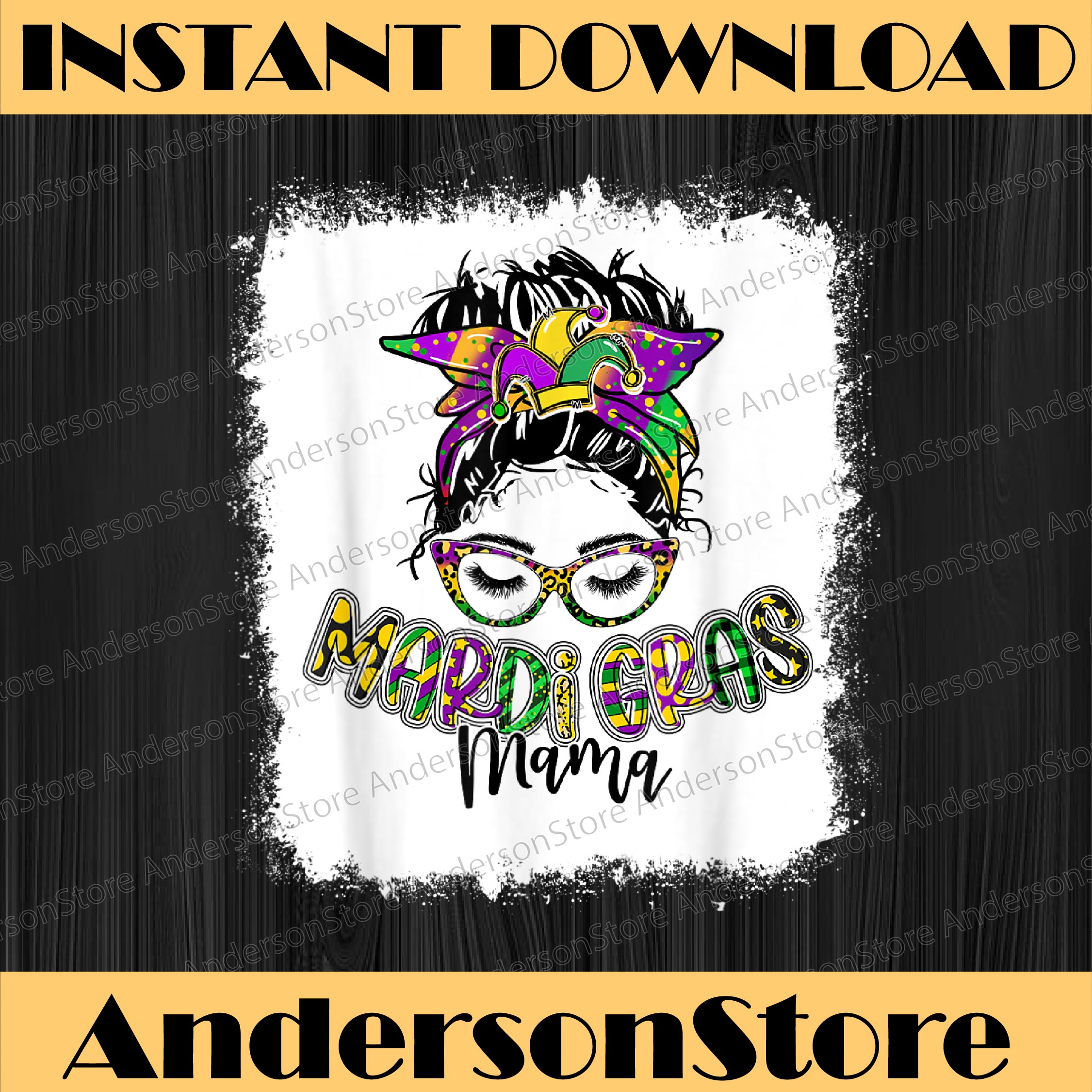 Bleached Mardi Gras Mama Messy Bun Jester Hat Bandana Mardi - Inspire ...
