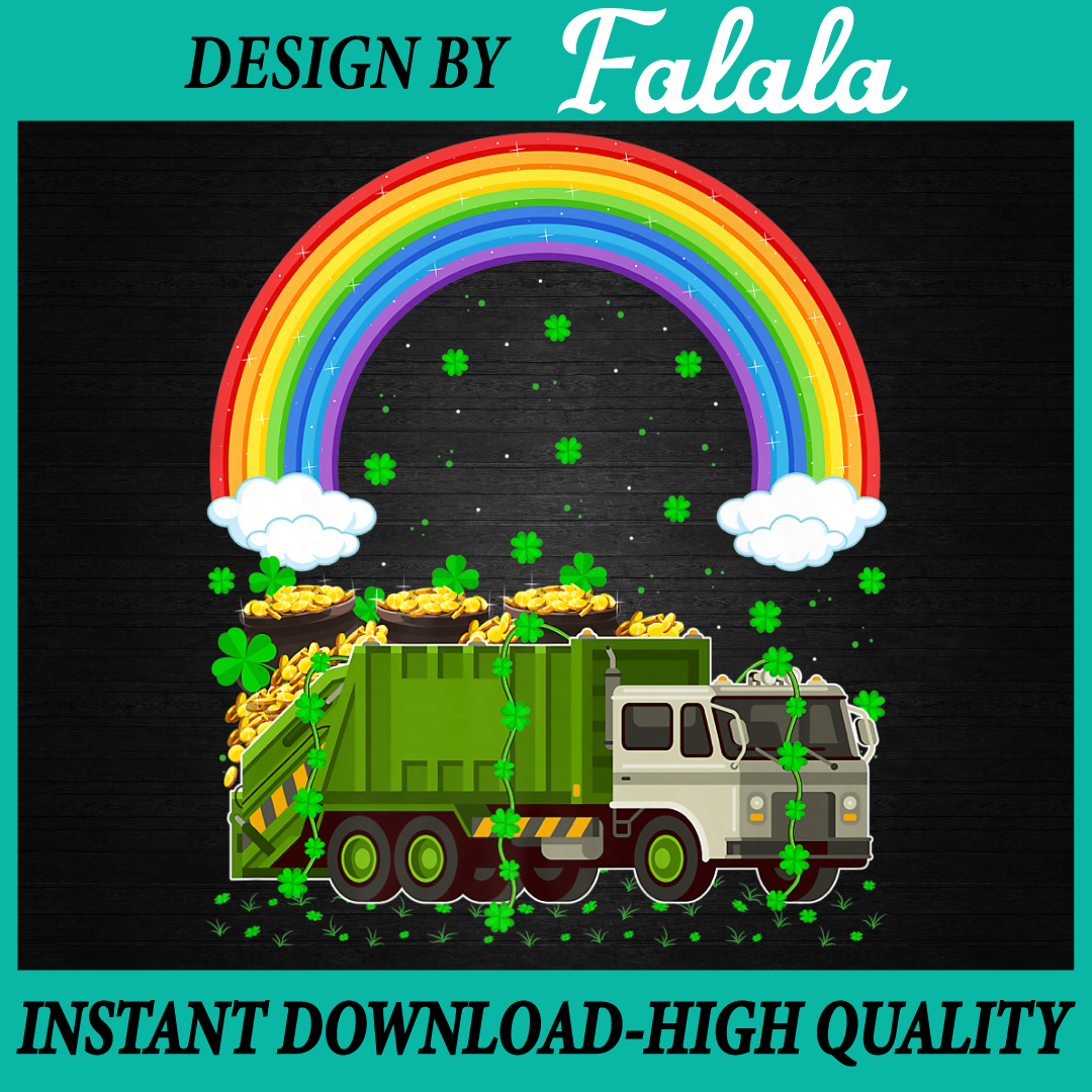 Shamrock Vintage Rainbow Garbage Truck Png, St. Patrick's Da | Inspire ...