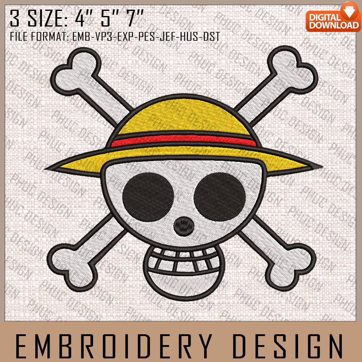 Luffy Embroidery Files, One Piece, Anime Inspired Embroidery | Inspire ...