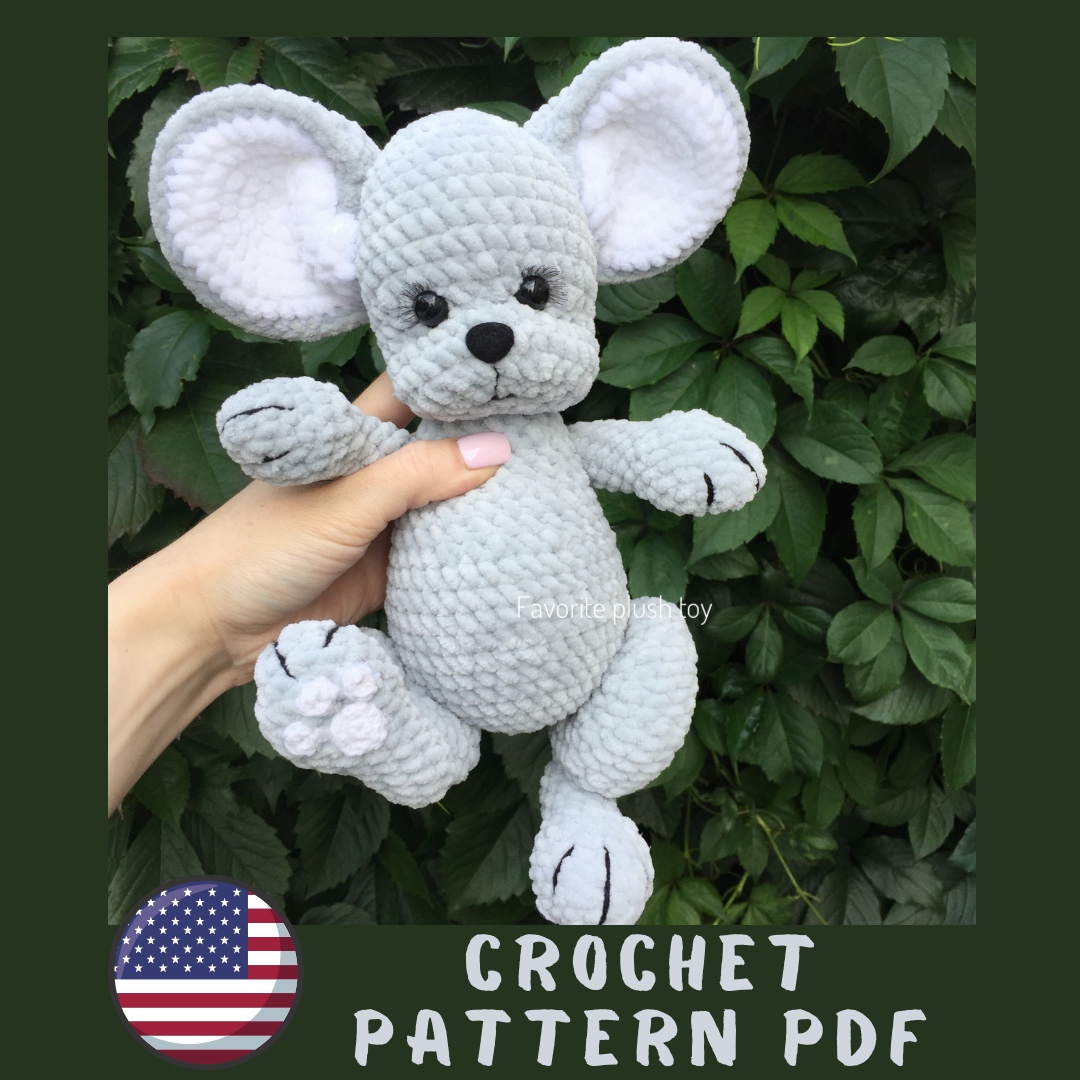 Crochet plush mouse pattern - amigurumi Digital English PDF | Inspire Uplift