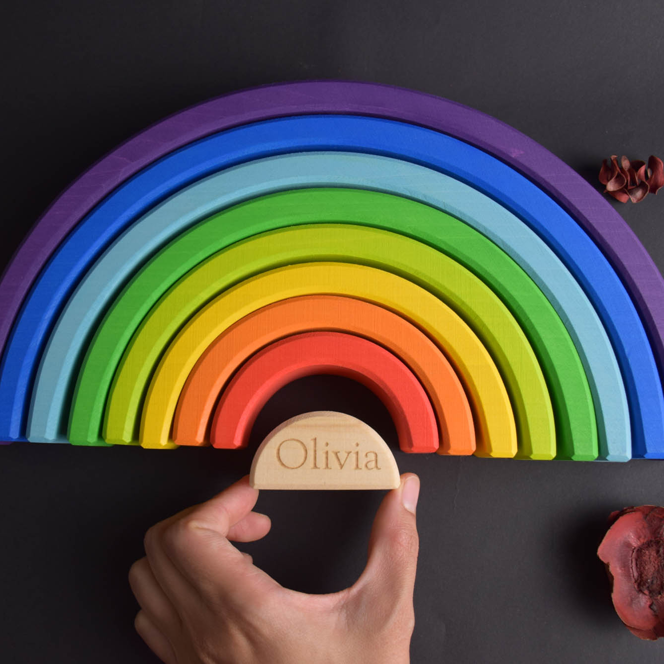 Baby Gift Wooden Rainbow Stacking Toy Large 9 Piece - Inspire Uplift