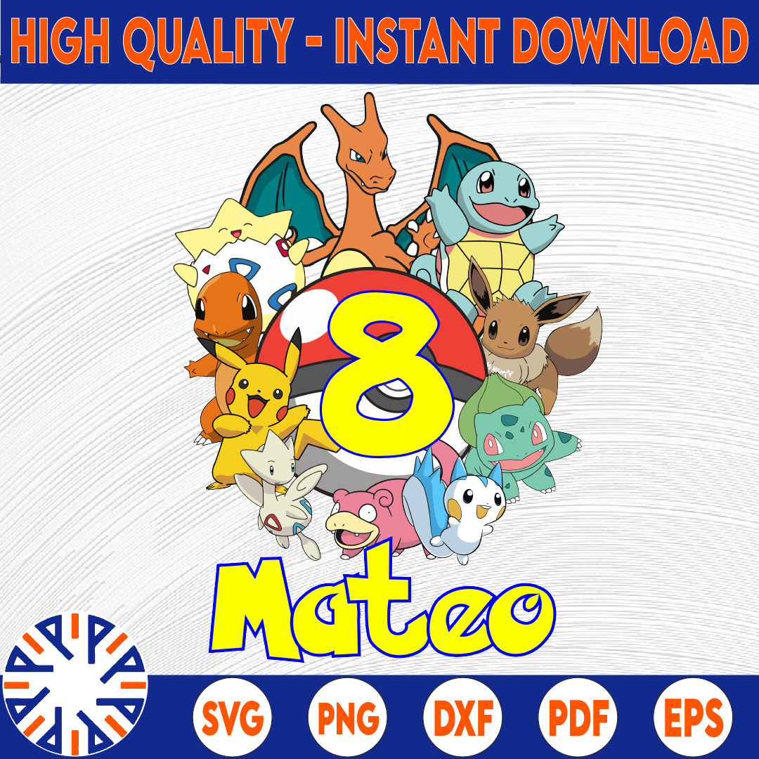 Personalized Pokemon Svg Kids gift Custom Name and Age for b - Inspire ...