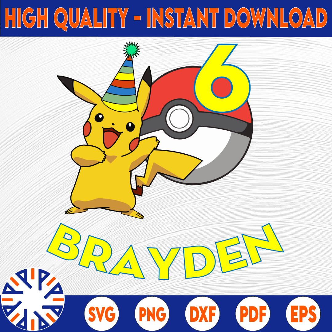 Pikachu Pokemon Custom Birthday Party SVG, Personalized With | Inspire ...