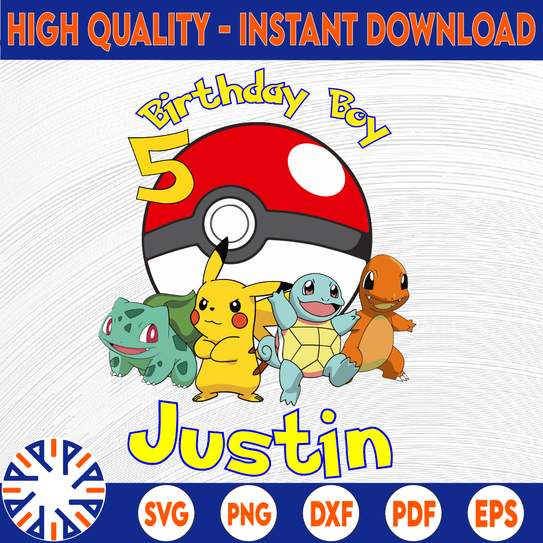 Customized Birthday Boy Svg Png, Pokemon Game Svg, Pikachu L | Inspire ...