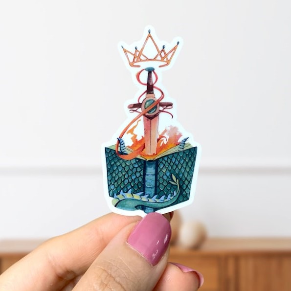 Fantasy Book Genre Glossy Vinyl Diecut Sticker- Book Dragon - Inspire ...