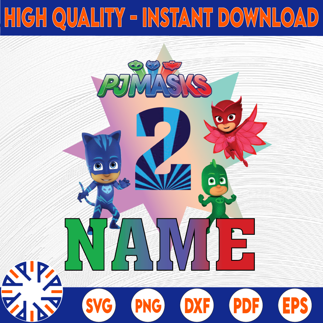 Personalized Name And Ages, PJ Masks PNG Iron On Transfer, P - Inspire ...