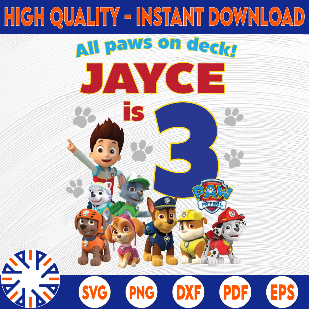 Personalized Name And Ages, Paw Patrol Chase Birthday Png, P | Inspire ...
