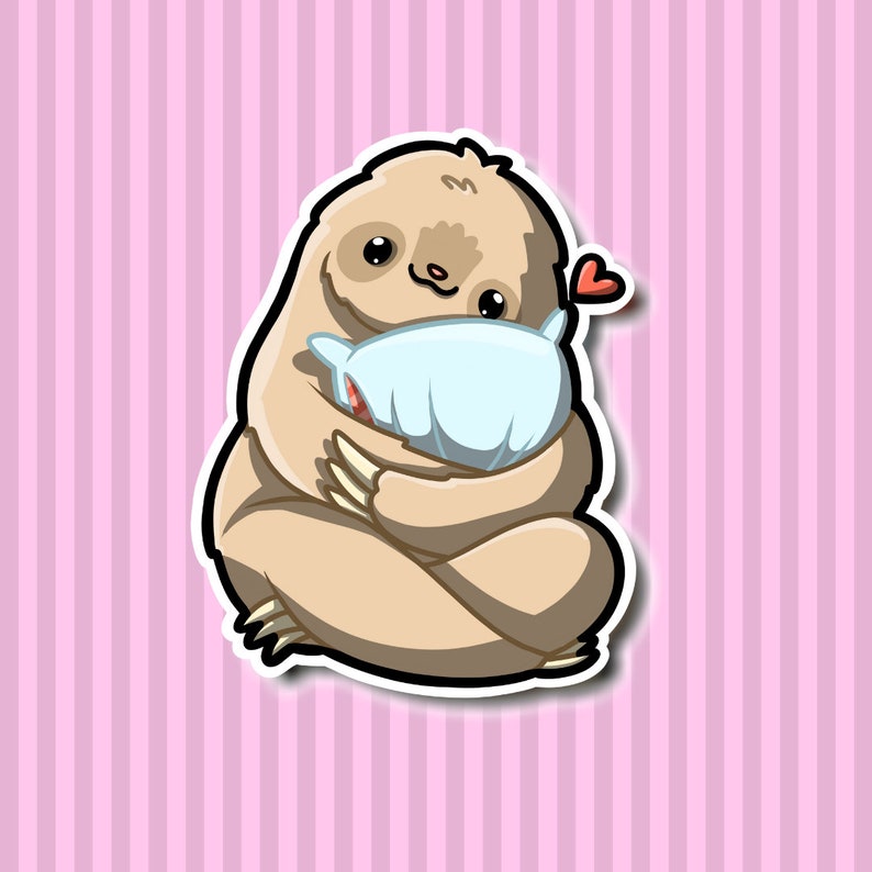 Super Adorable Sleepy Sloth with pillow. Kawaii sloth friend - Inspire ...