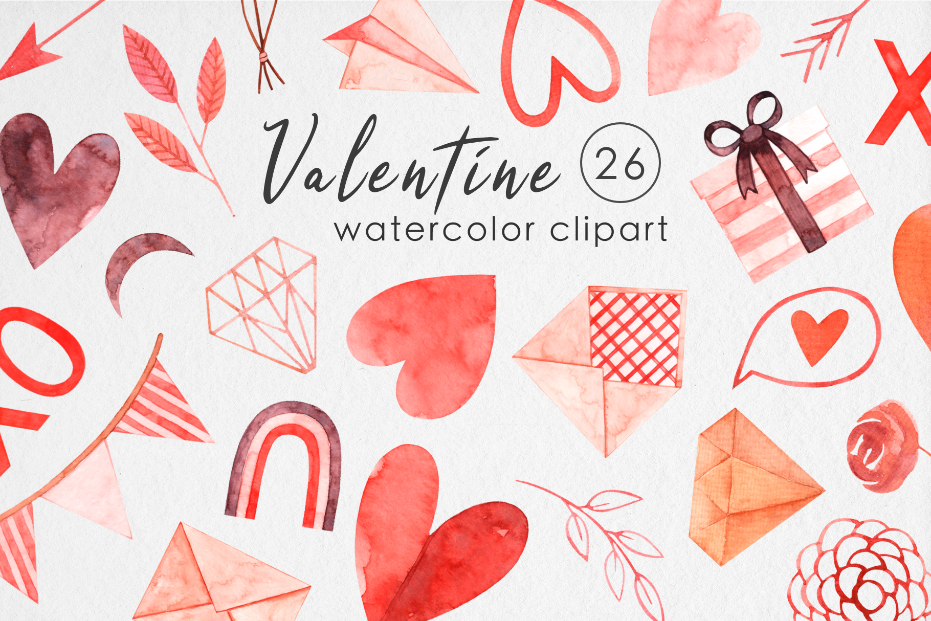 Watercolor Valentine Day Clipart / Watercolor Hearts / Love | Inspire ...