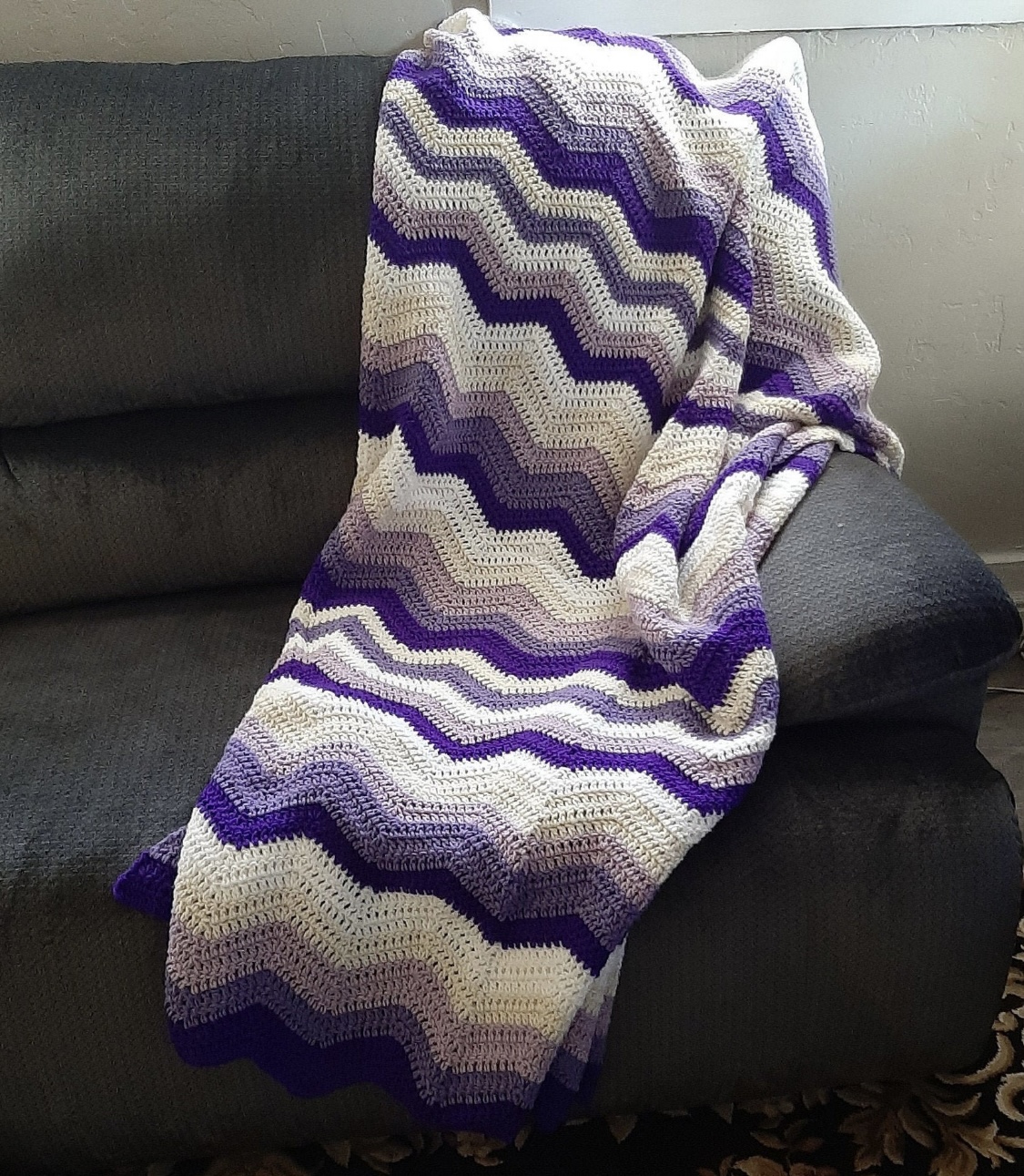 Crochet Ripple Afghan Blanket, Handmade Blanket, Chevron Sti | Inspire ...