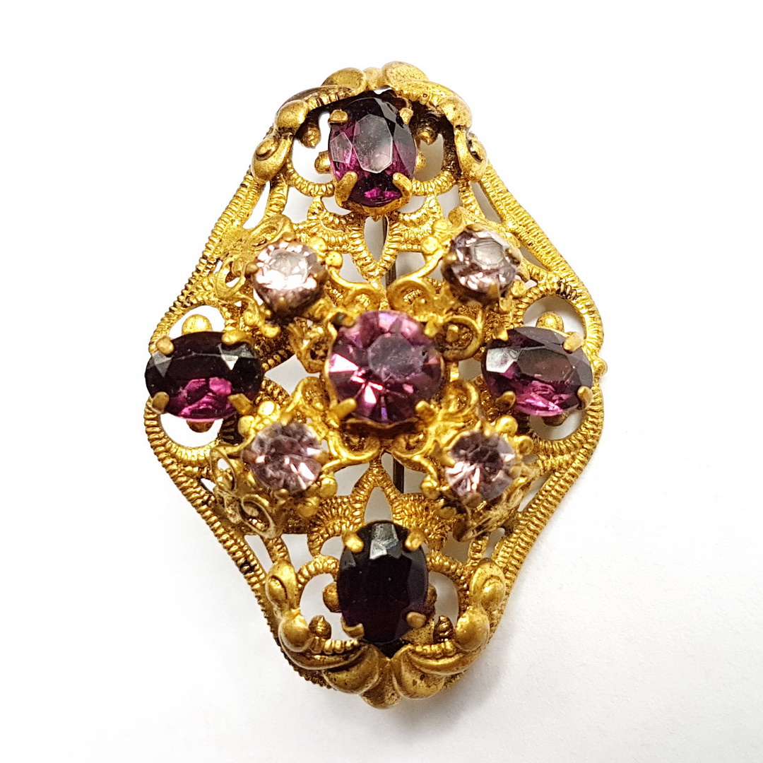 Vintage Russian Ancient Brooch Baroque style Filigree - Inspire Uplift