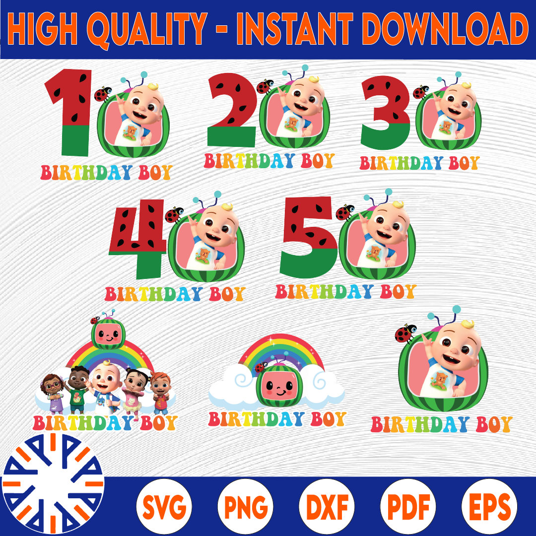 Cocomelon Birthday Boy Png, Cocomelon PNG Bundle, Baby Kids - Inspire ...
