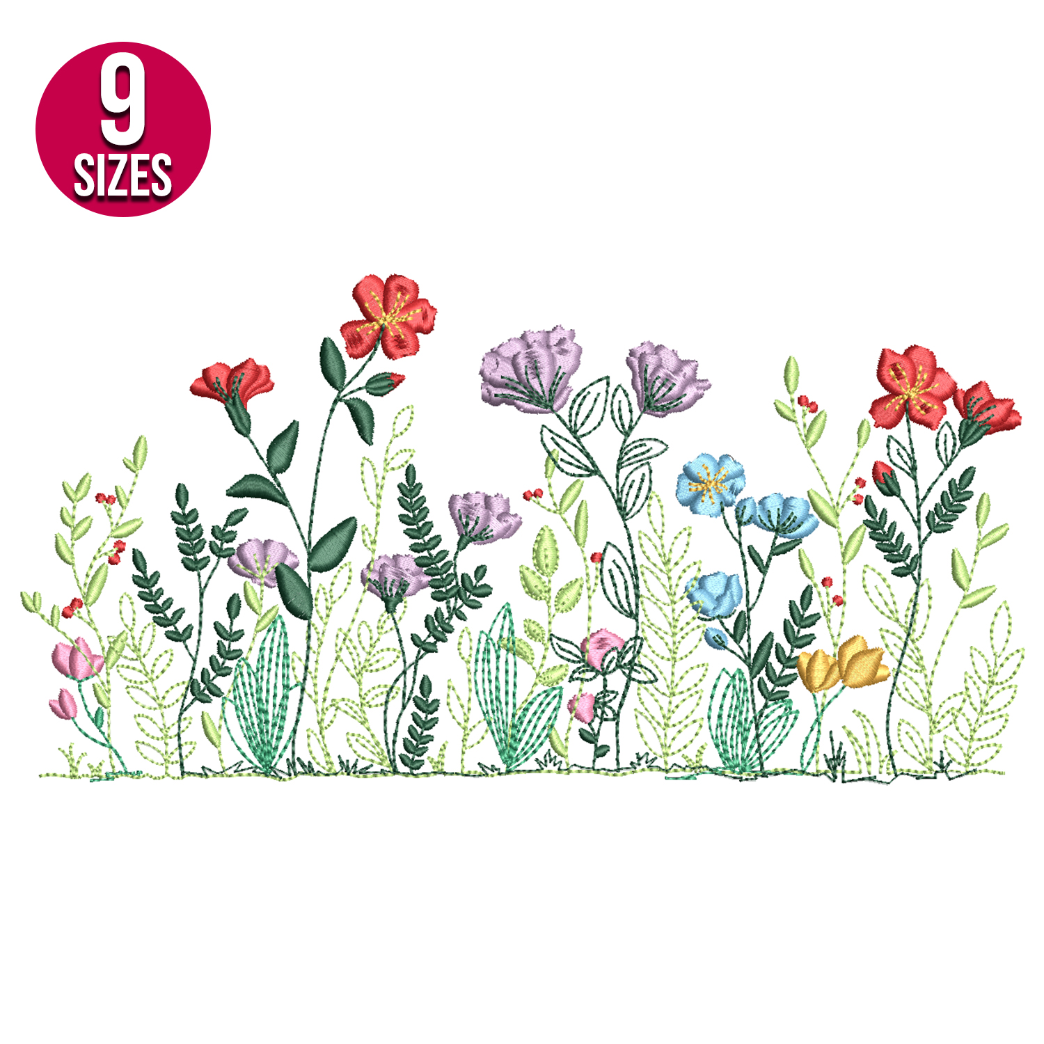 Wildflowers embroidery design, Machine embroidery design - Inspire Uplift