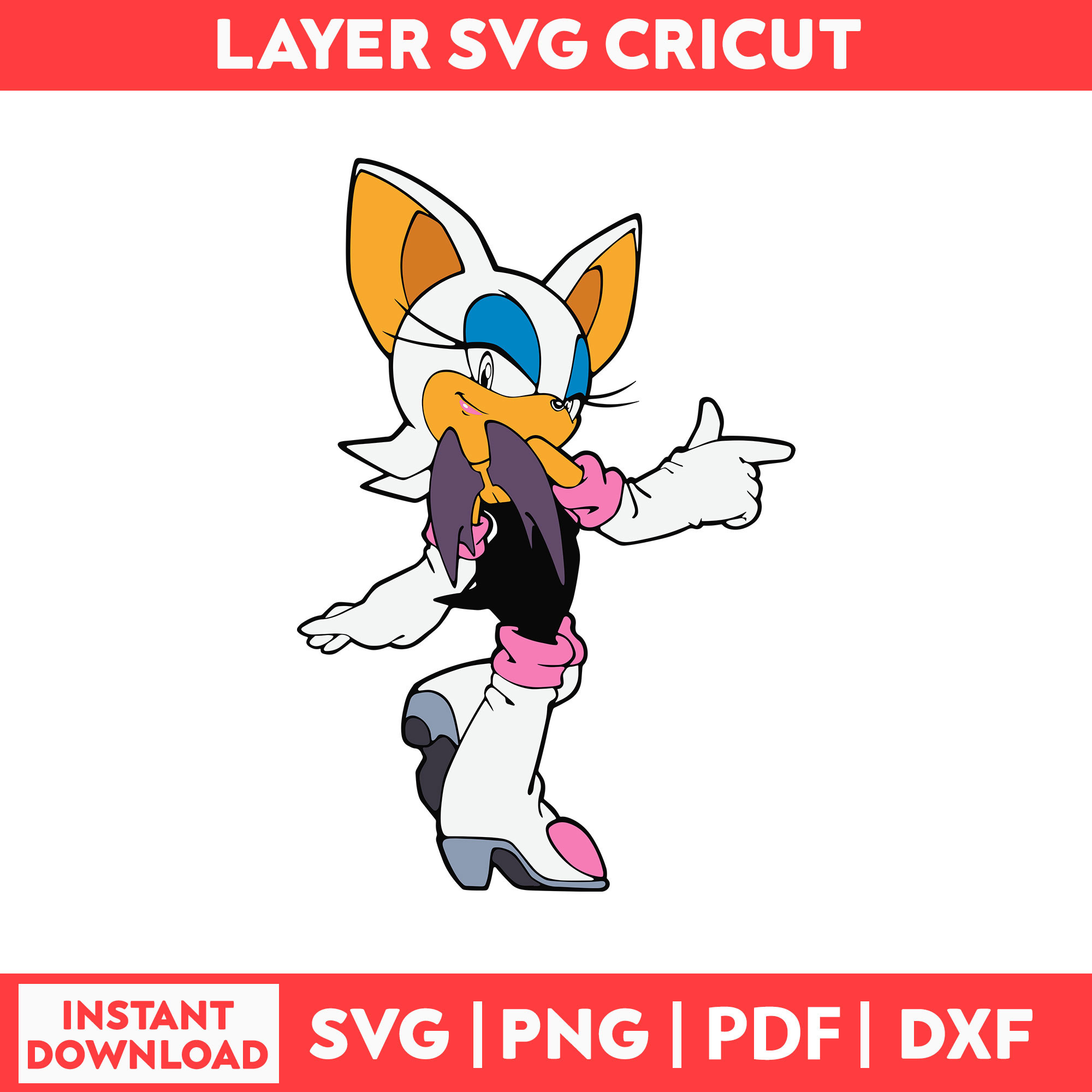 Rouge The Bat He Hedgehog Sonic Cliparts Svg, Png, pdf, dxf - Inspire ...
