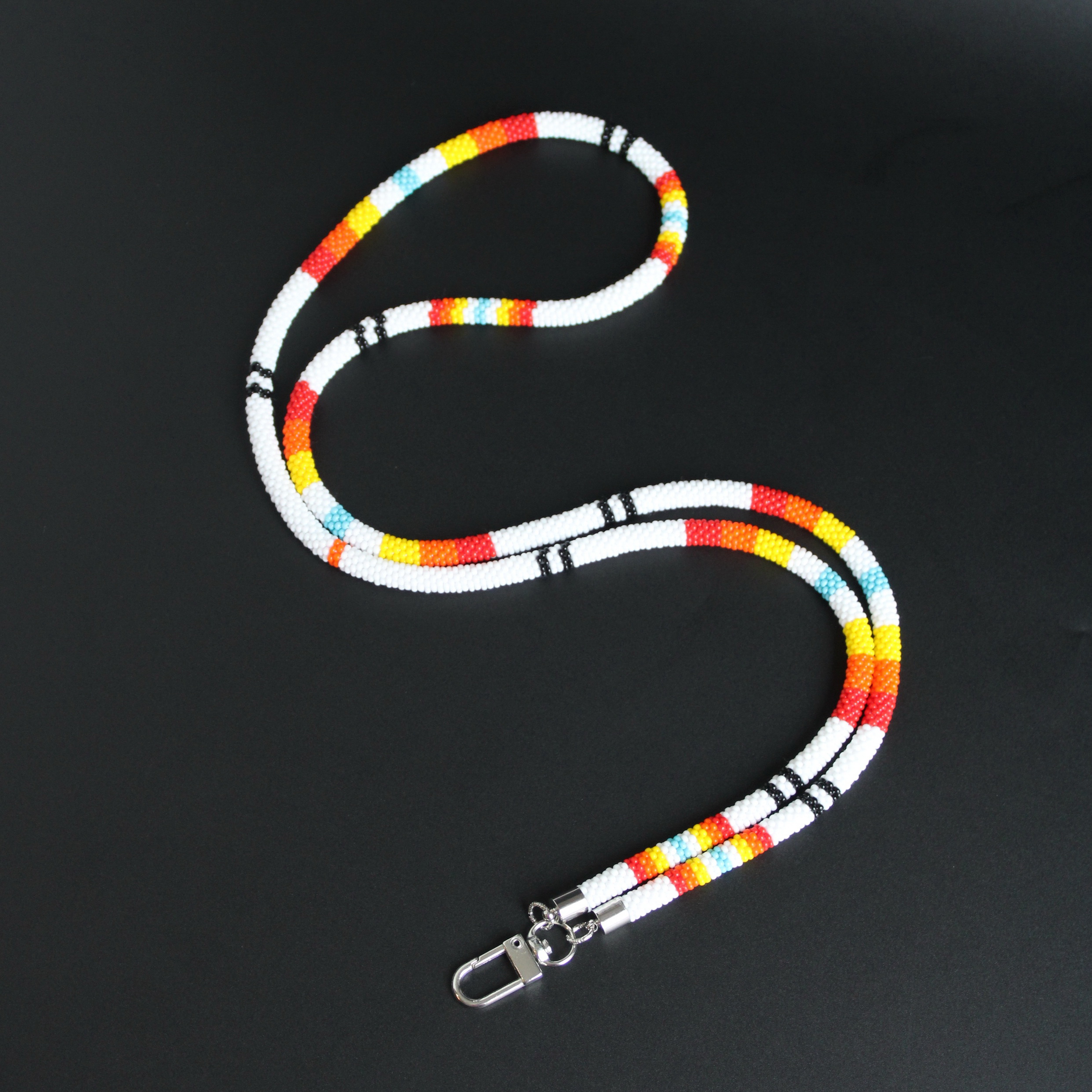 White native american beaded lanyards for badge holder, birt - Inspire ...