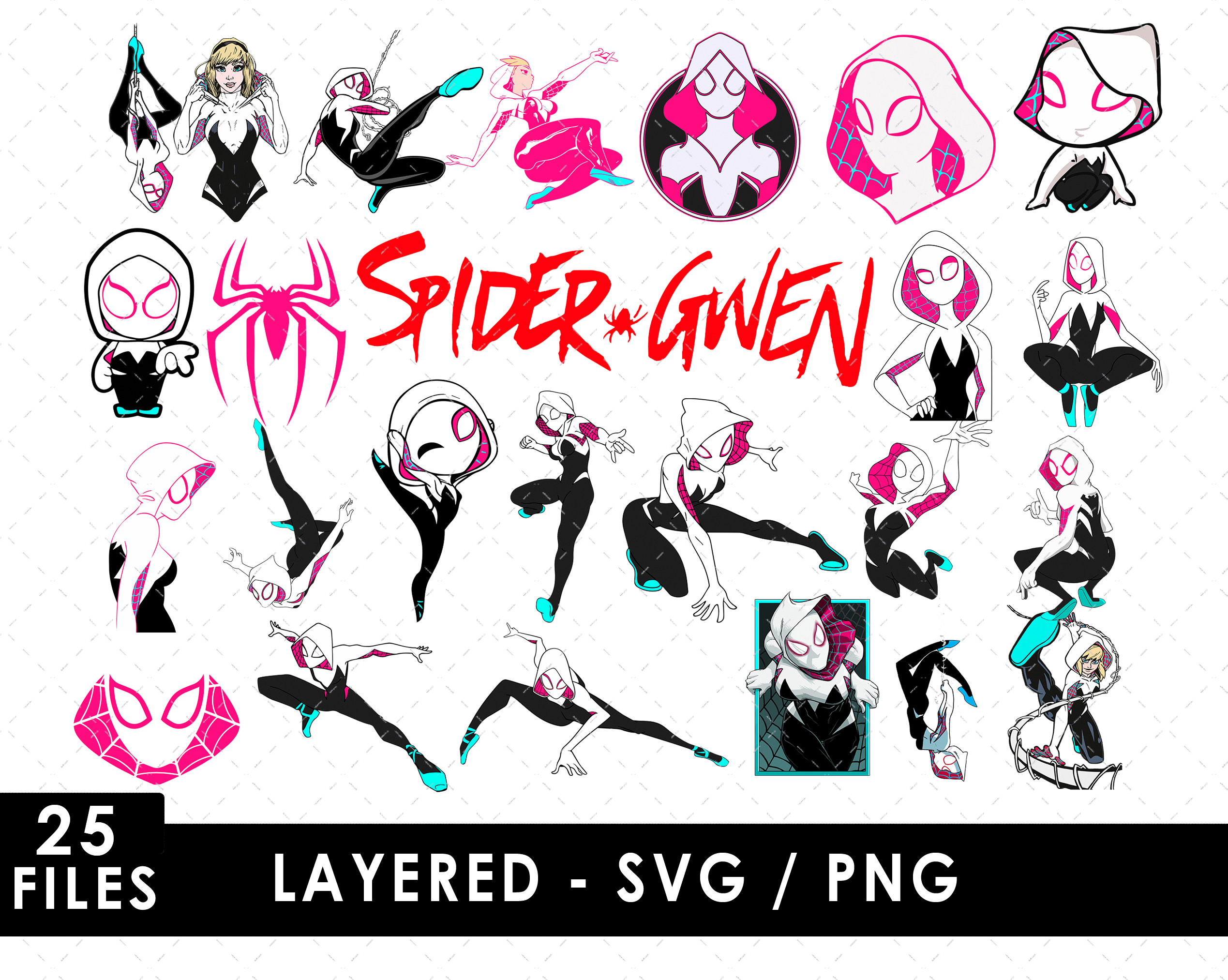 Spider Gwen Svg Files, Spider Gwen Png Files, Vector Png Ima | Inspire ...