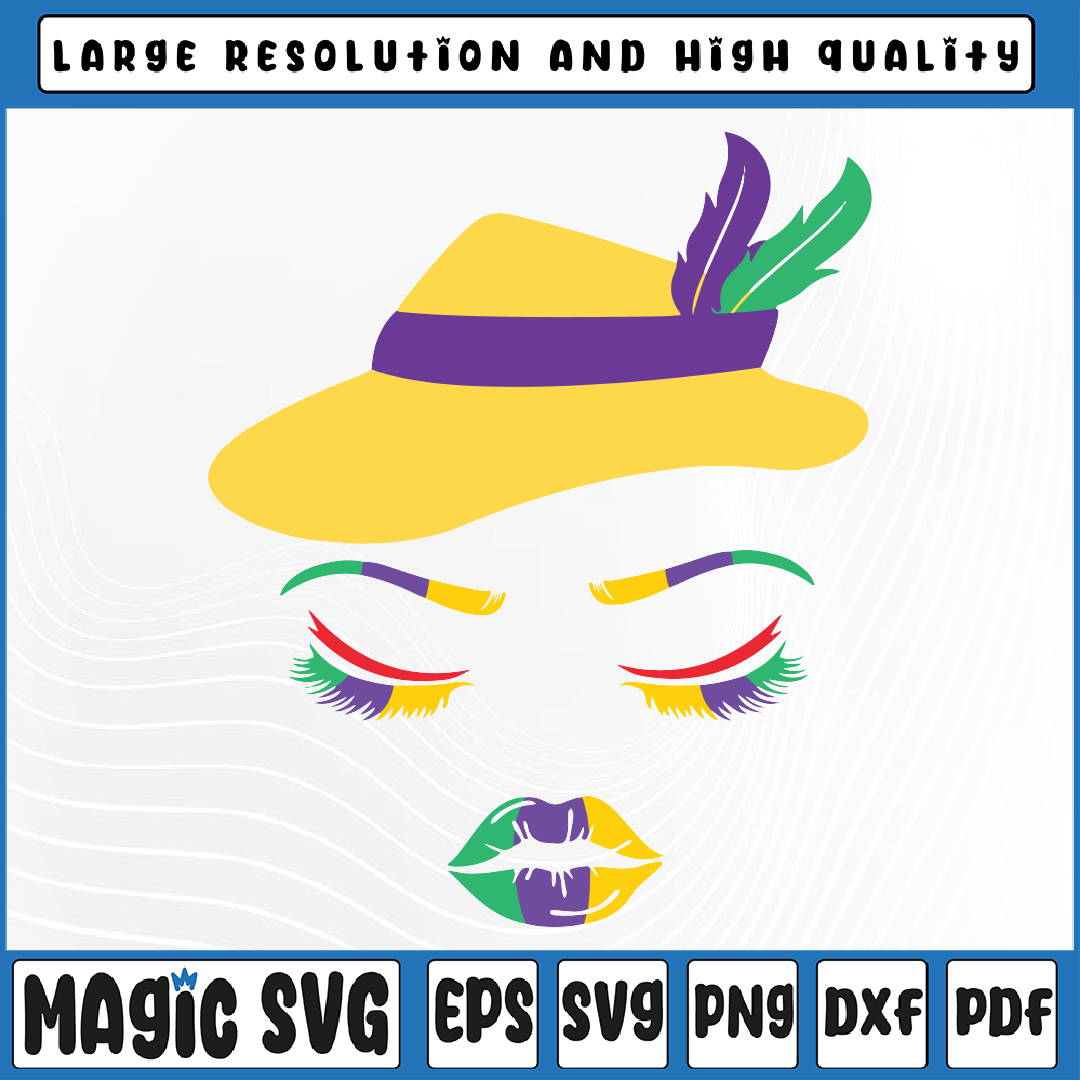 Mardi Gras Lips Woman Face Svg, Carnival Parade Masquerade P | Inspire ...