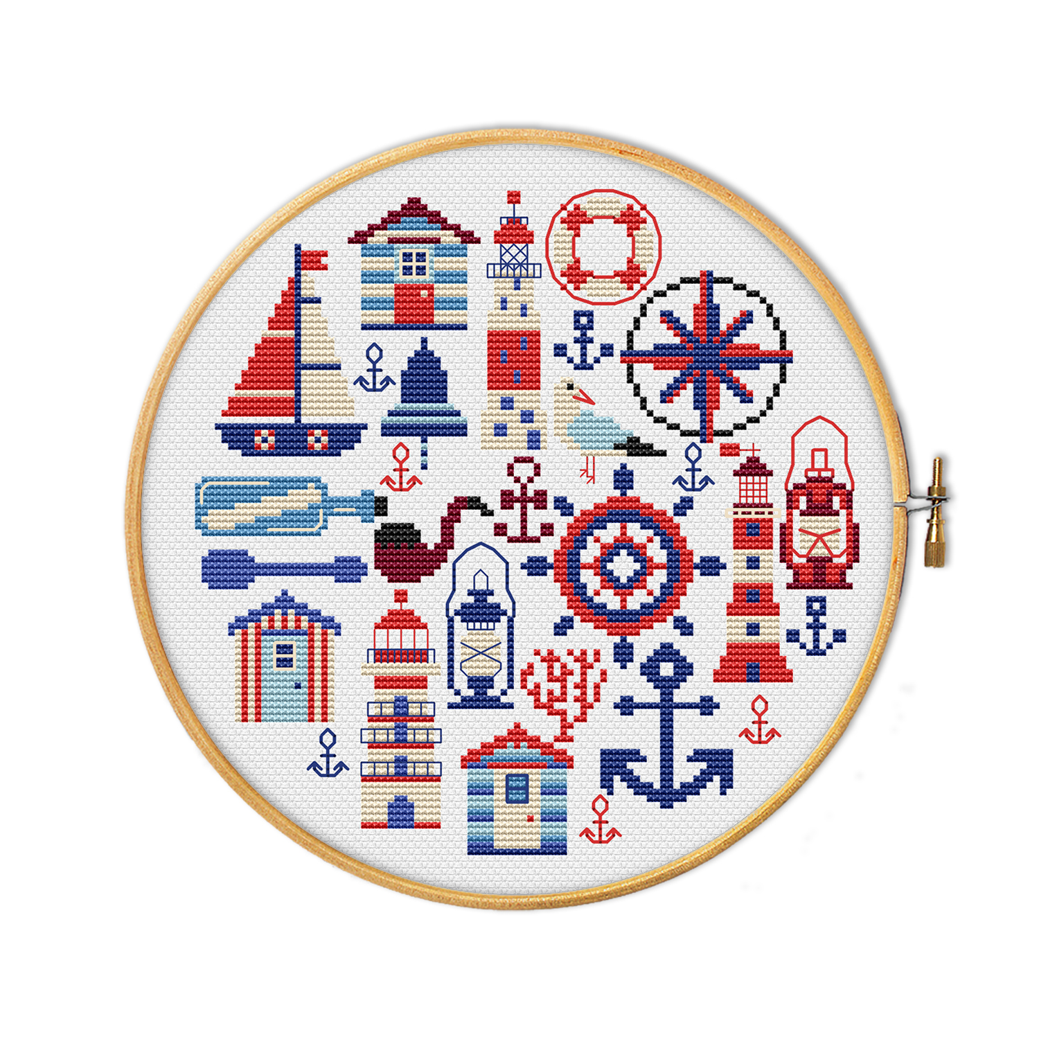 Marine sampler cross stitch pattern | Inspire Uplift