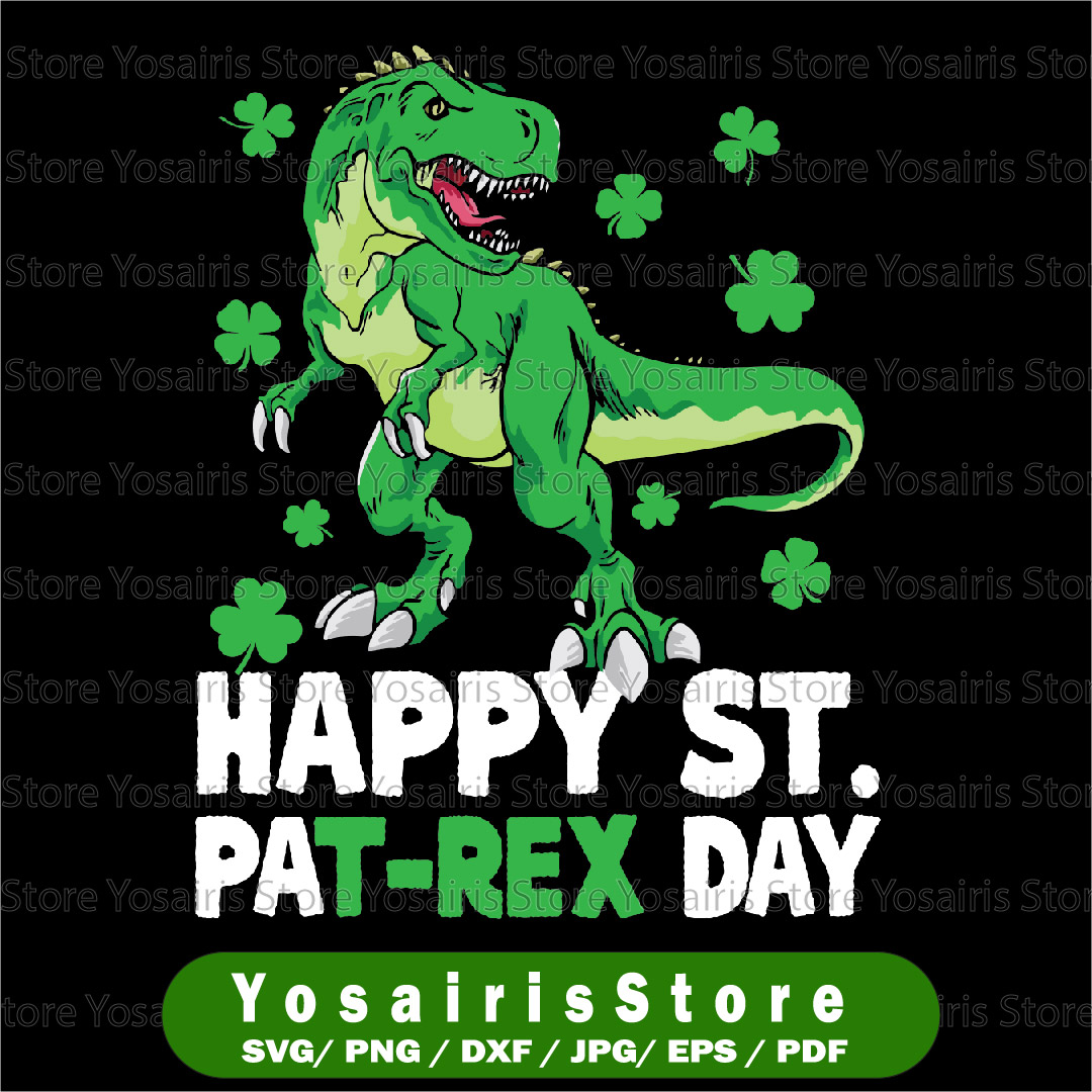 Happy St PaT-Rex Dinosaur PNG, Saint Patrick's Day For Boys - Inspire Uplift
