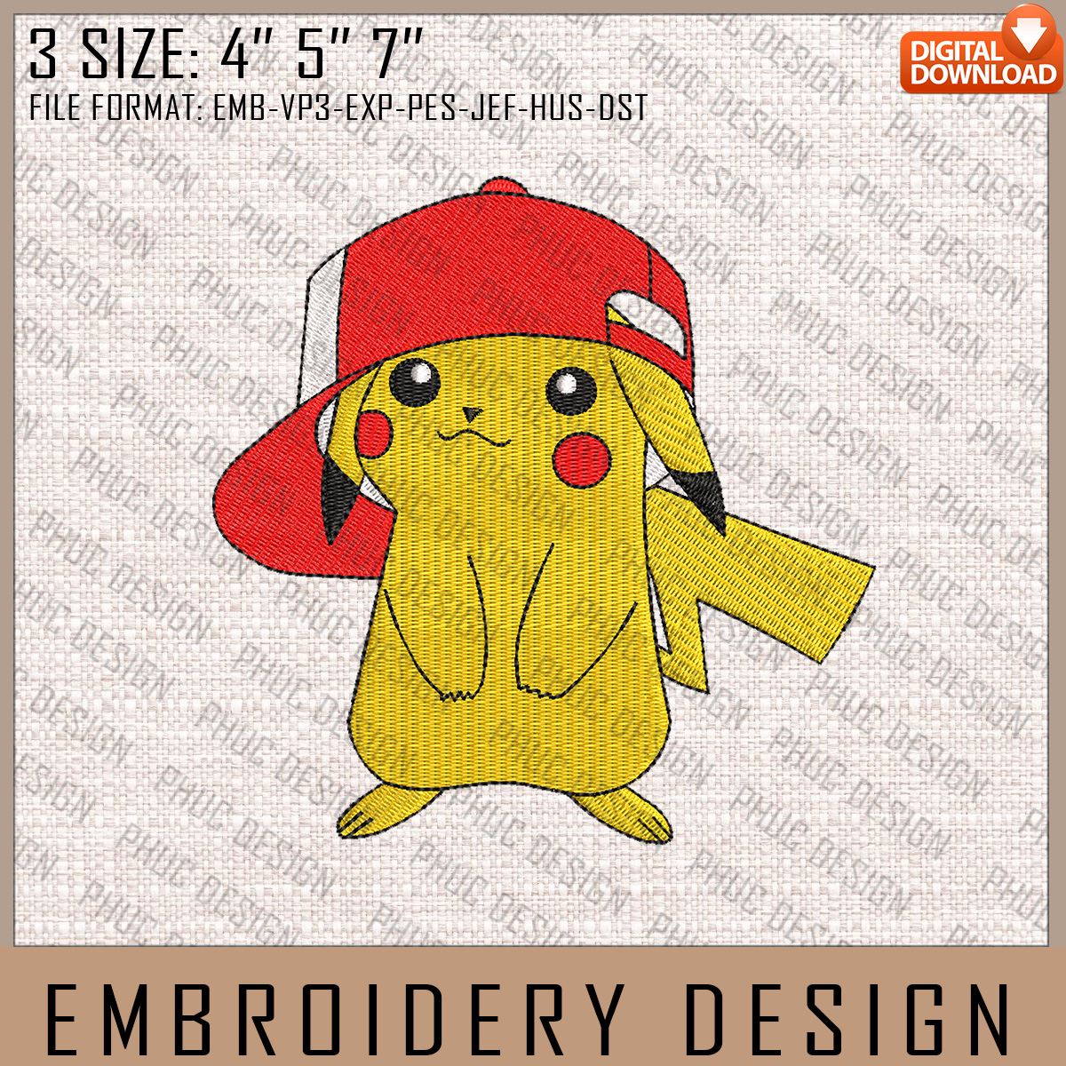 Pikachu Embroidery Files, Pokemon, Anime Inspired Embroidery | Inspire ...