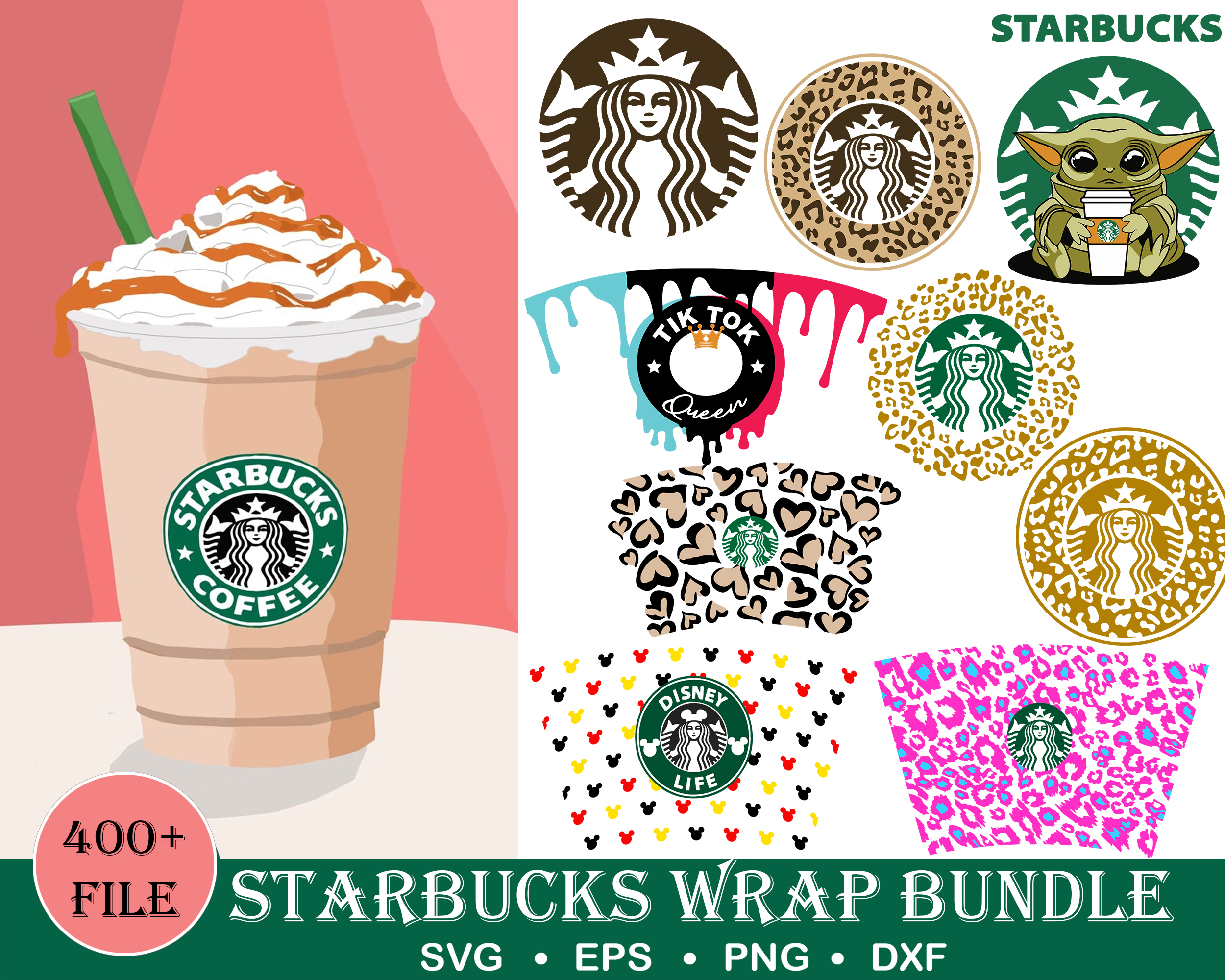 400 Starbucks Wrap Bundle, Starbucks Easter svg, png Shamroc | Inspire ...