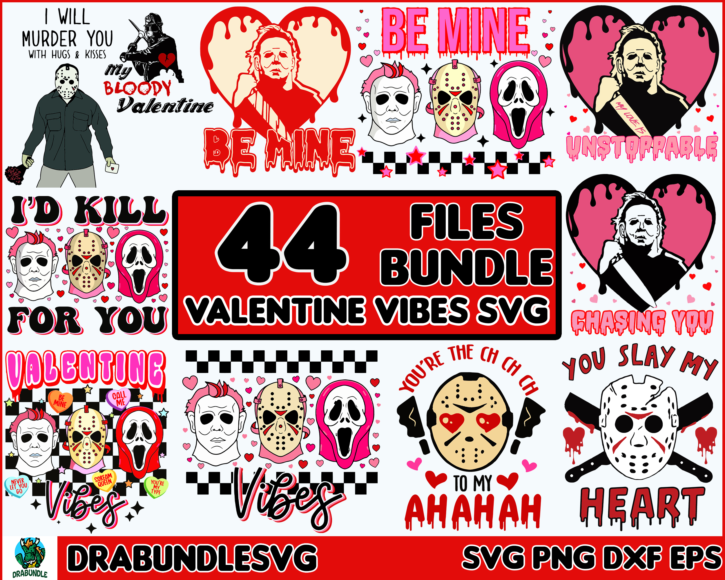 44 Valentine Vibes Svg, Horror Valentines Svg, Retro Valenti | Inspire ...