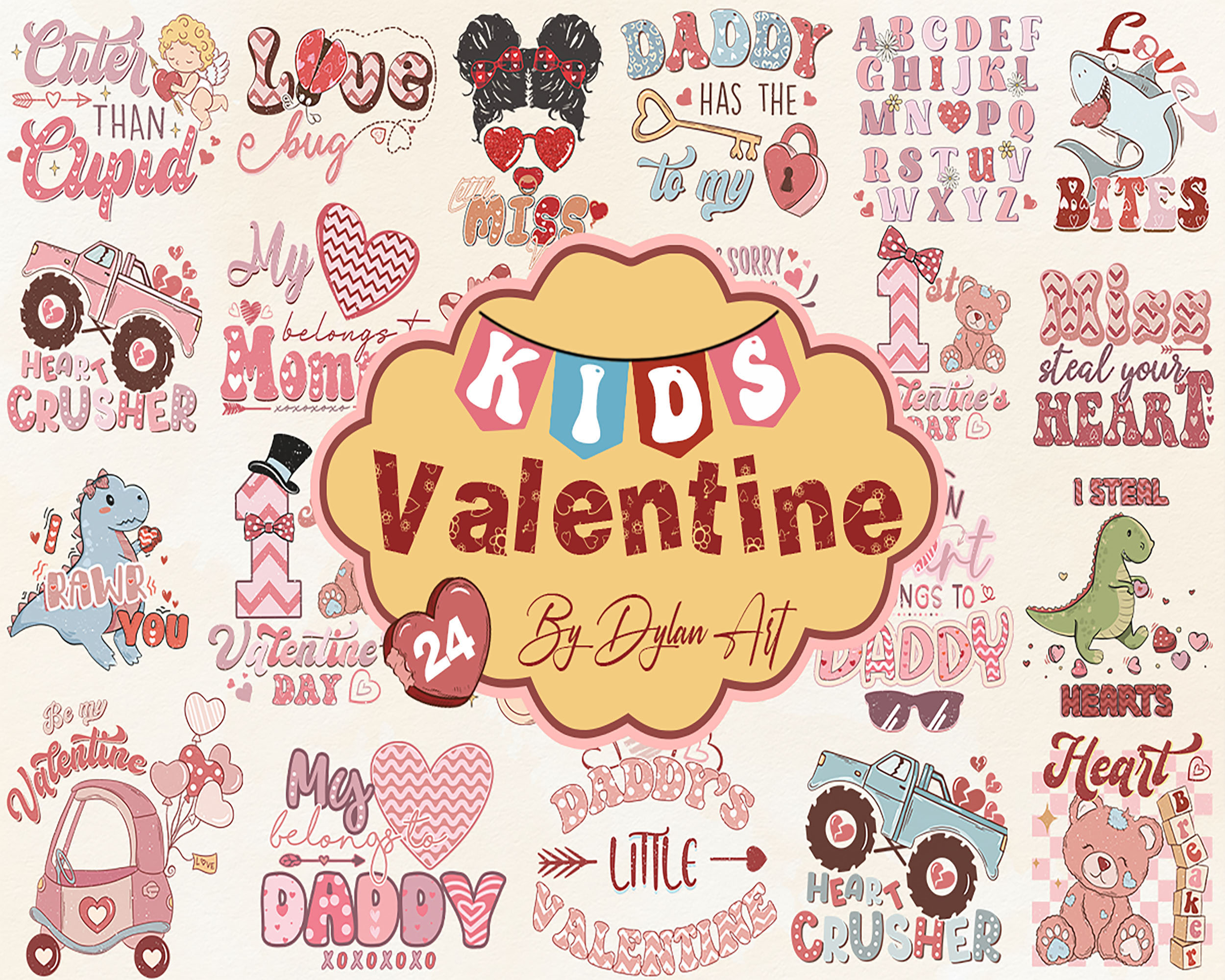 Kids Valentine svg png bundle retro hugs kisses steal Heartb | Inspire ...