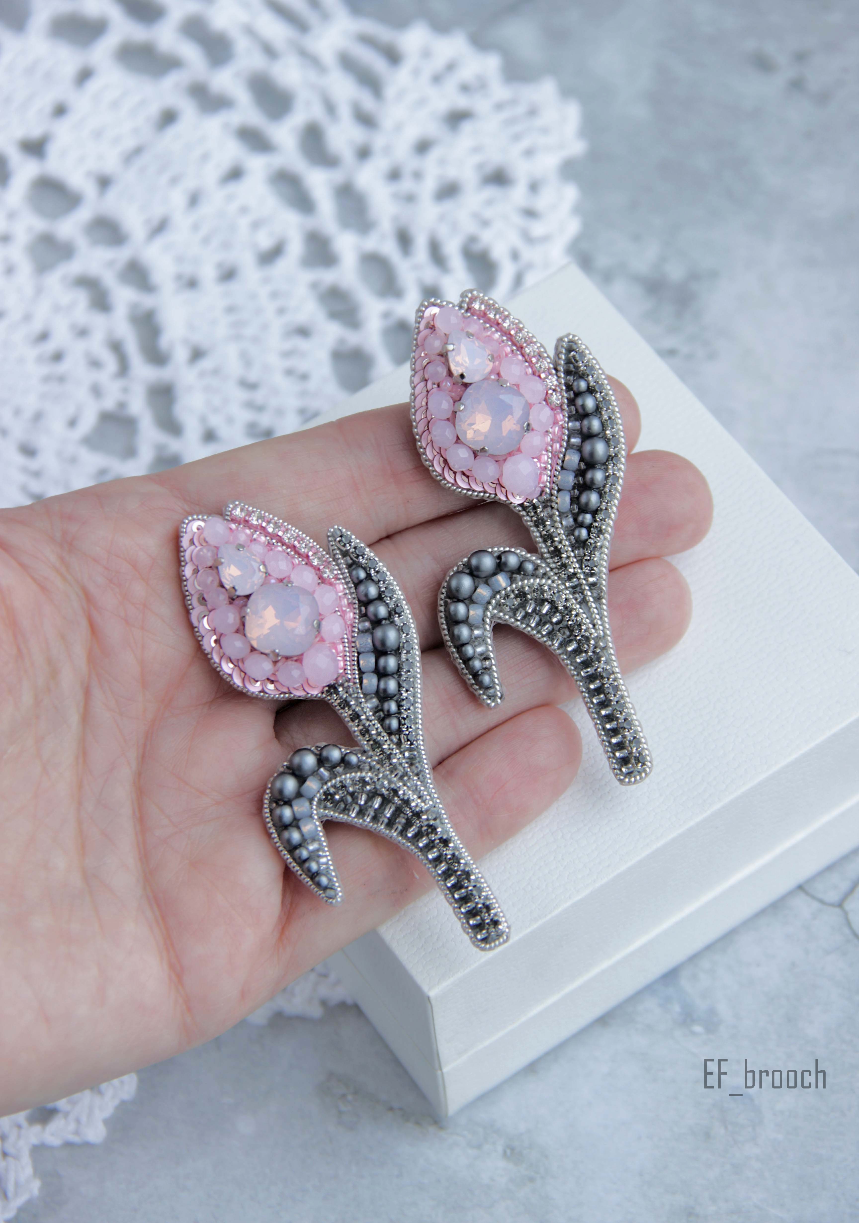 Tulip Beaded Brooch Handmade flower brooch Embroidered tulip | Inspire ...