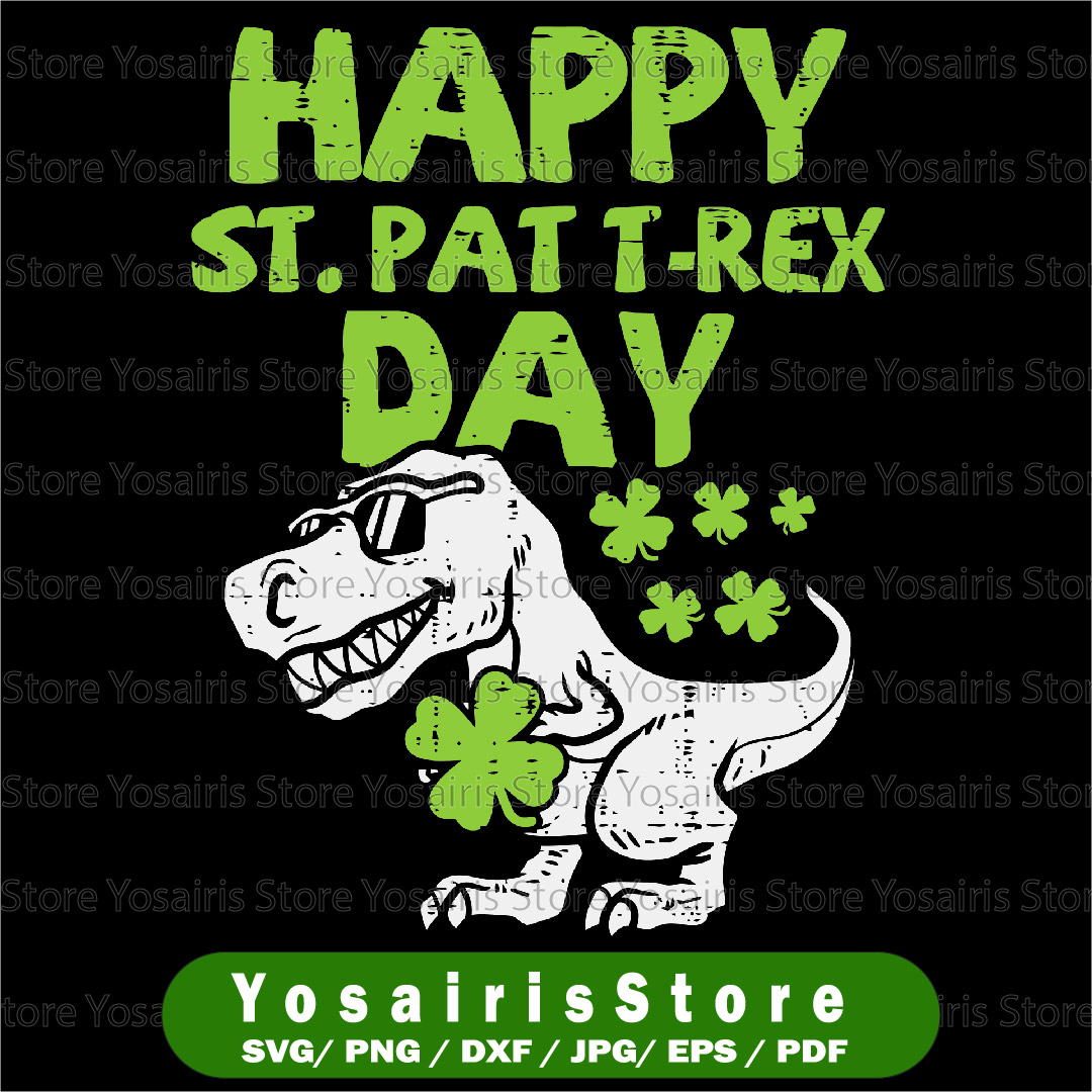 Happy St Patricks Day Dinosaur T-Rex PNG, Lucky saurus Png, - Inspire ...