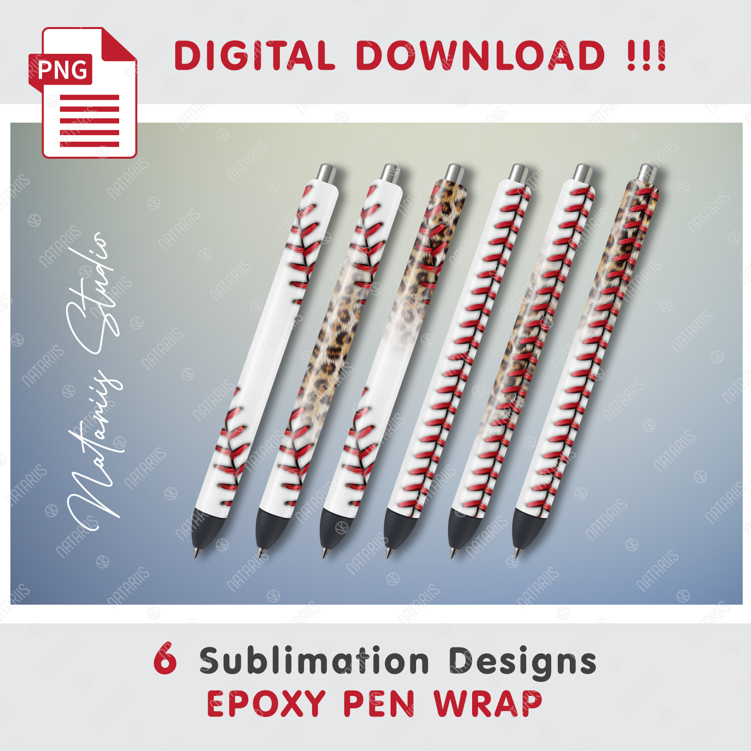 6 Baseball Designs Seamless Template Epoxy Pen Wrap - Inspire Uplift
