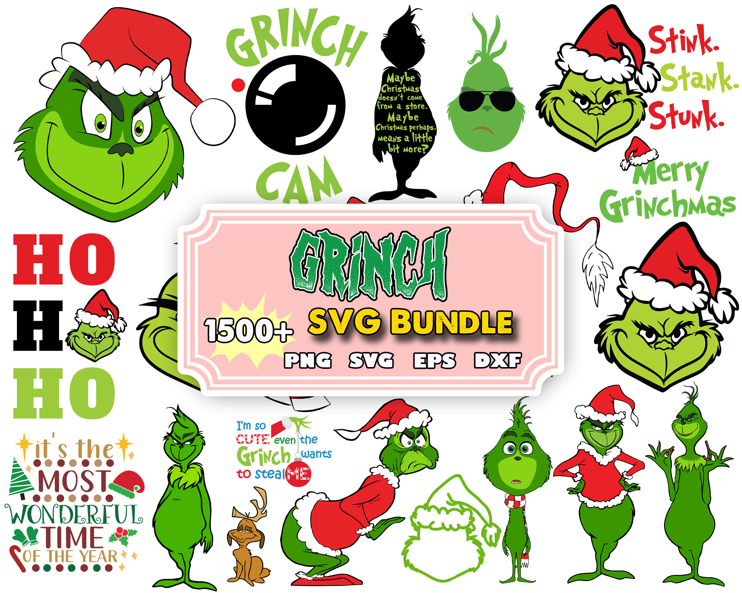 1500 The Grinch Svg Bundle Layered Item, Clipart, Cricut, Di | Inspire ...