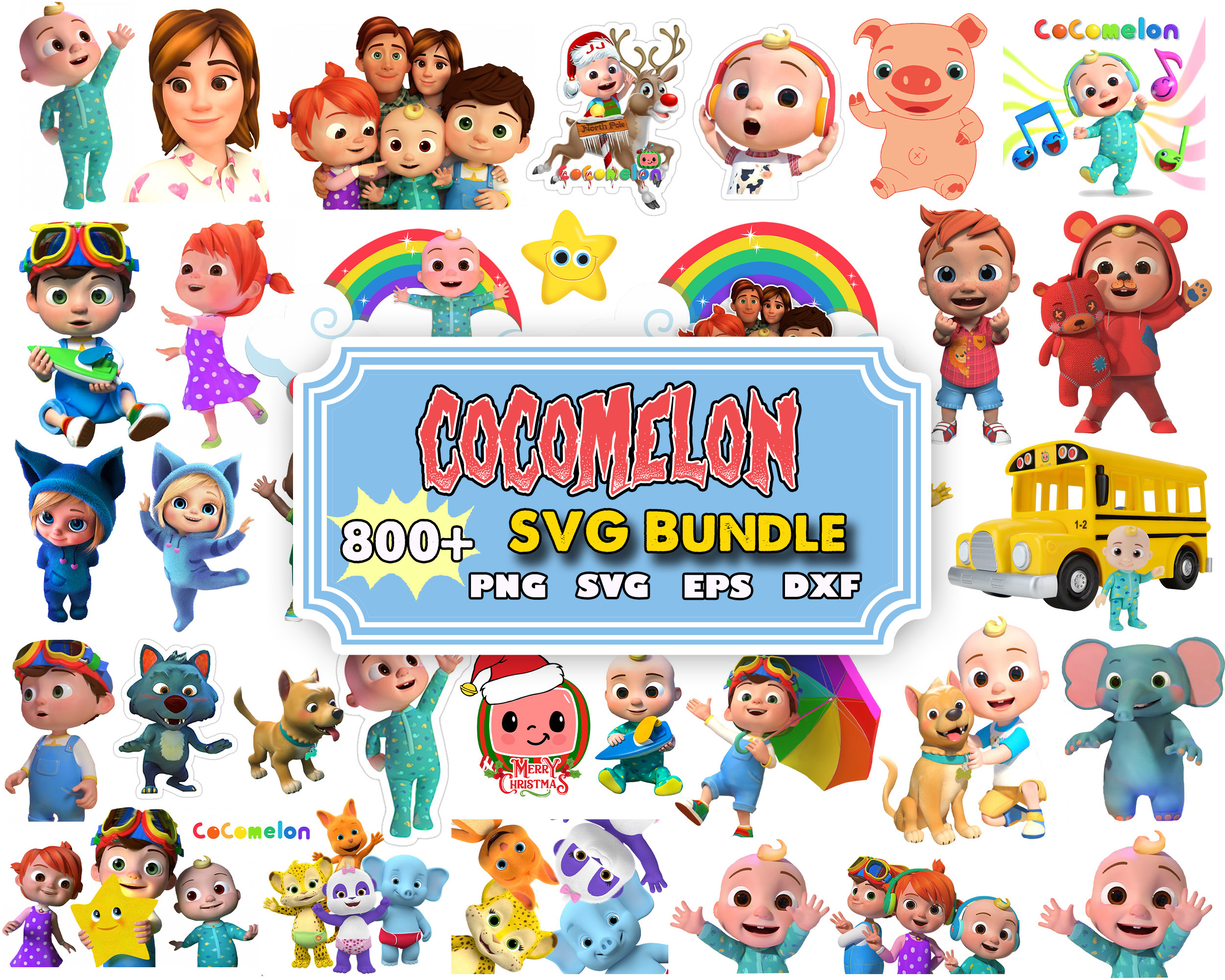 800 Cocomelon Christmas Bundle Svg, Cocomelon Png, Cocomelon - Inspire ...