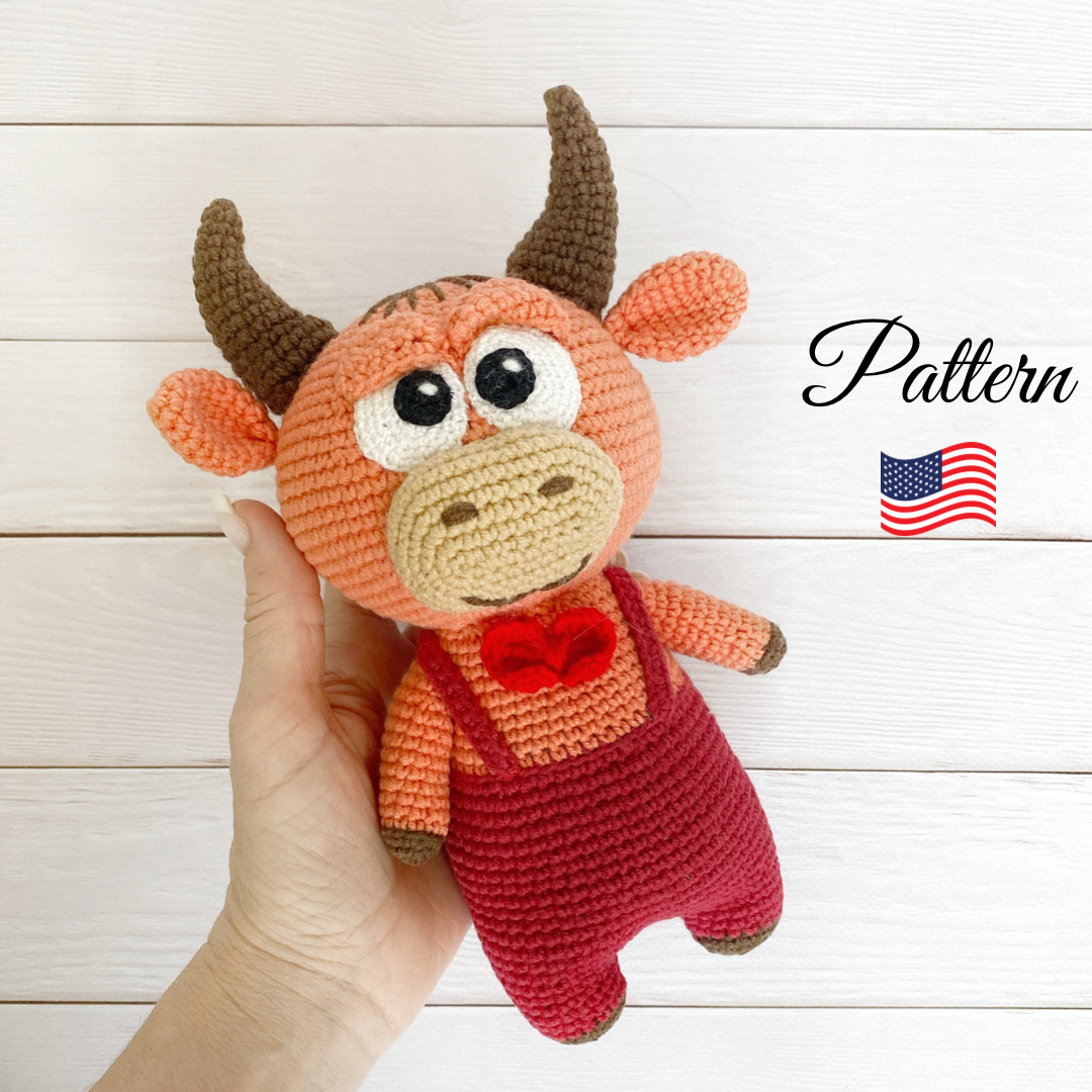 Crochet pattern bull amigurumi toy, Crochet cow amigurumi pa | Inspire ...