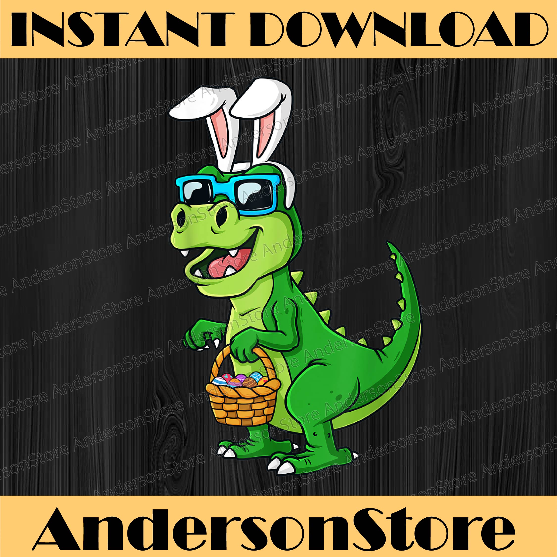 T Rex Easter Bunny With Eggs Basket Funny Dinosaur Easter Da - Inspire ...