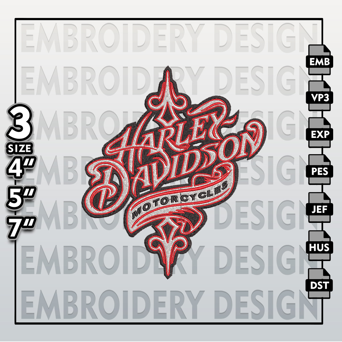 Harley Davidson Motorcycles Embroidery Designs