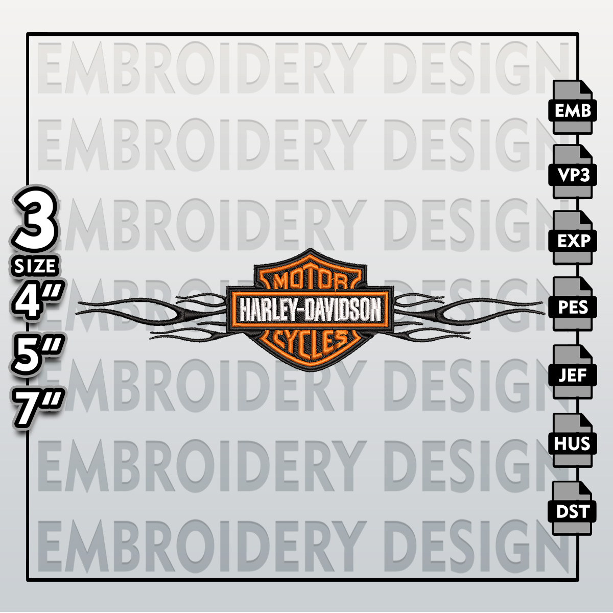 Harley Davidson Motorcycles Embroidery Designs