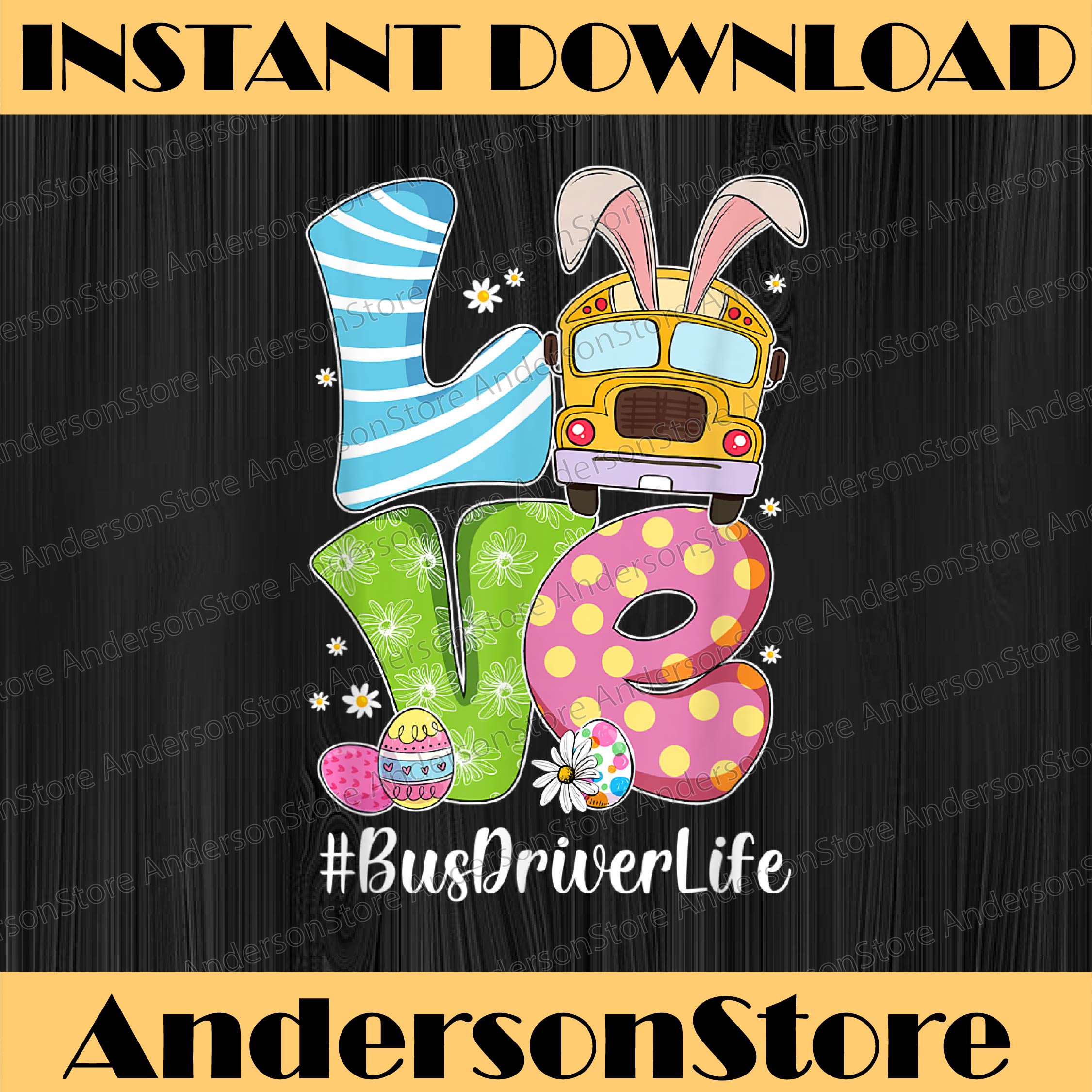 Cute Love Bunny School Bus Driver Life Happy Easter Day East | Inspire ...