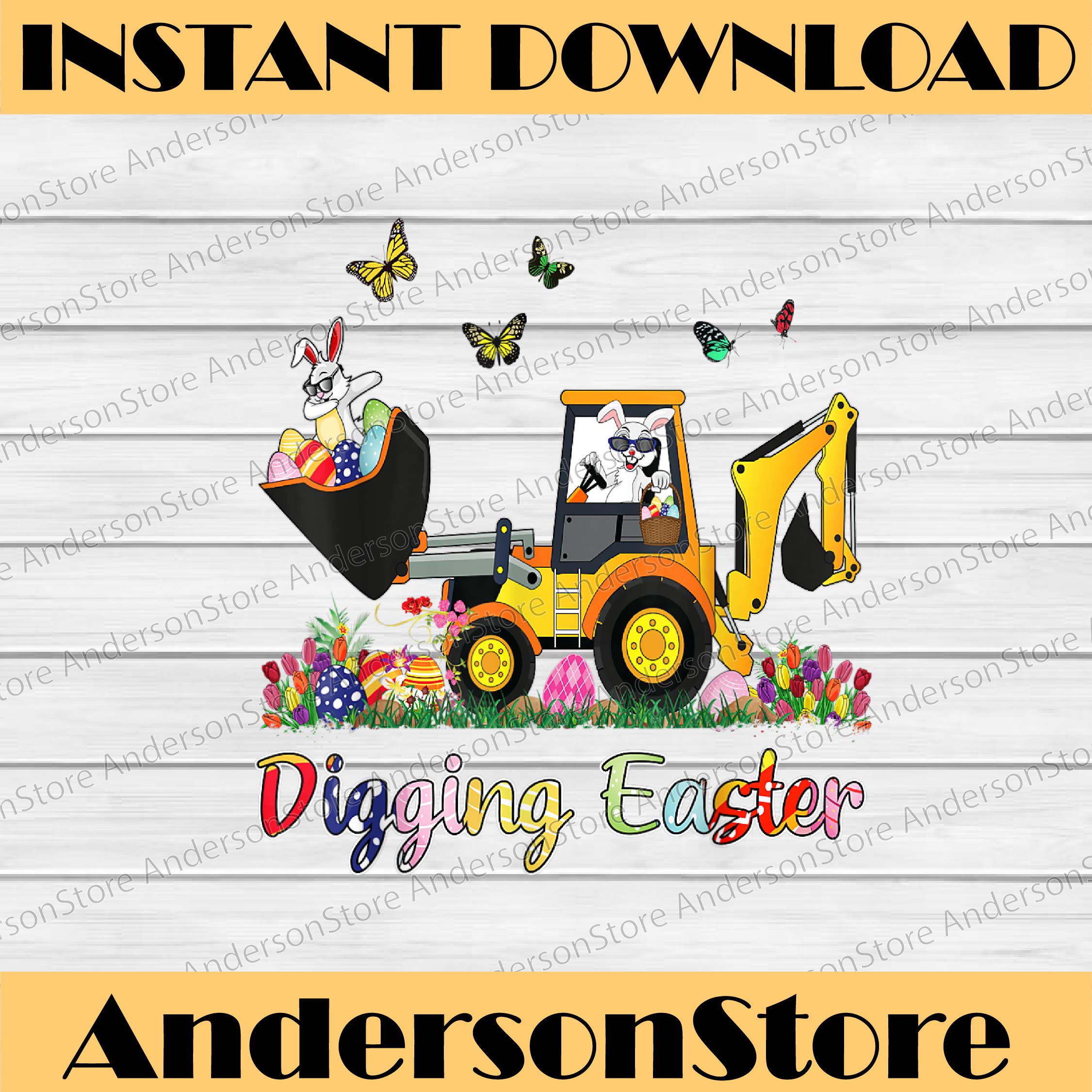 Digging Easter Bunny Egg Hunt Tractor Excavator Easter Day P - Inspire ...
