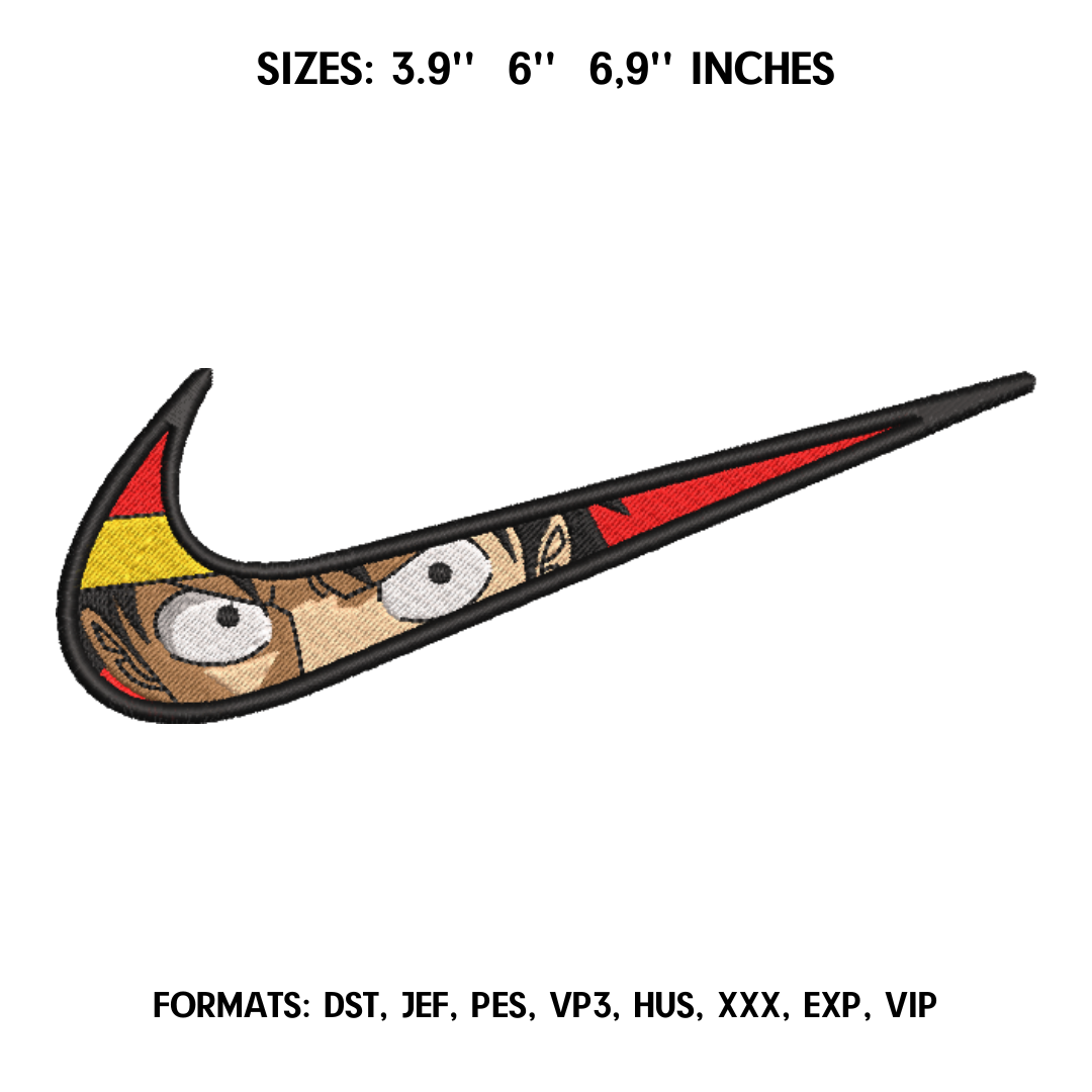 Nike Luffy Embroidery design file pes. Anime One Piece embro | Inspire ...