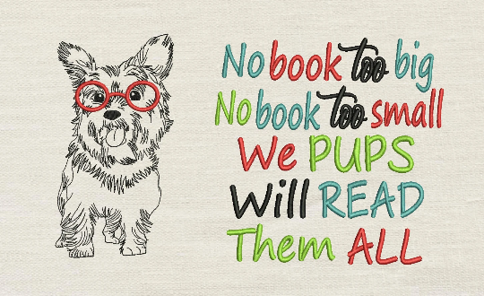 No book too big with dog 2 designs reading pillow-INSTANT D0 | Inspire ...