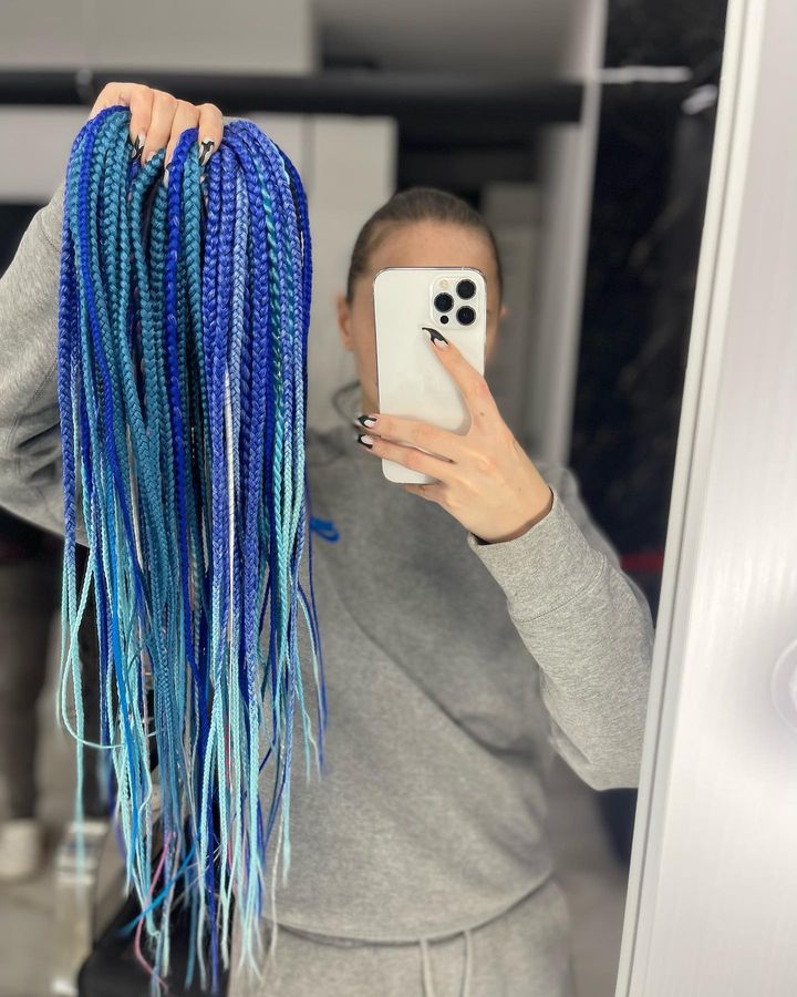 Blue Navy Turquoise White mix ombre Braids synthetic twisted | Inspire ...