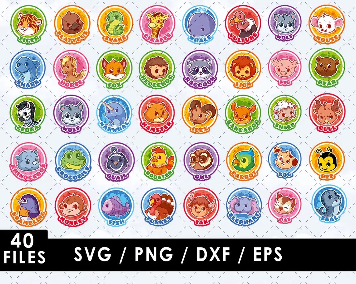 Animals PNG & SVG Bundle, 40 Files For Cricut & Silhouette | Inspire Uplift