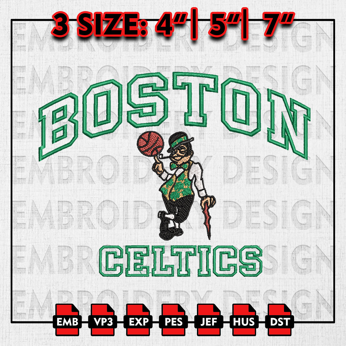 NBA Boston Celtics Embroidery Files, NBA teams, NBA Celtics | Inspire ...