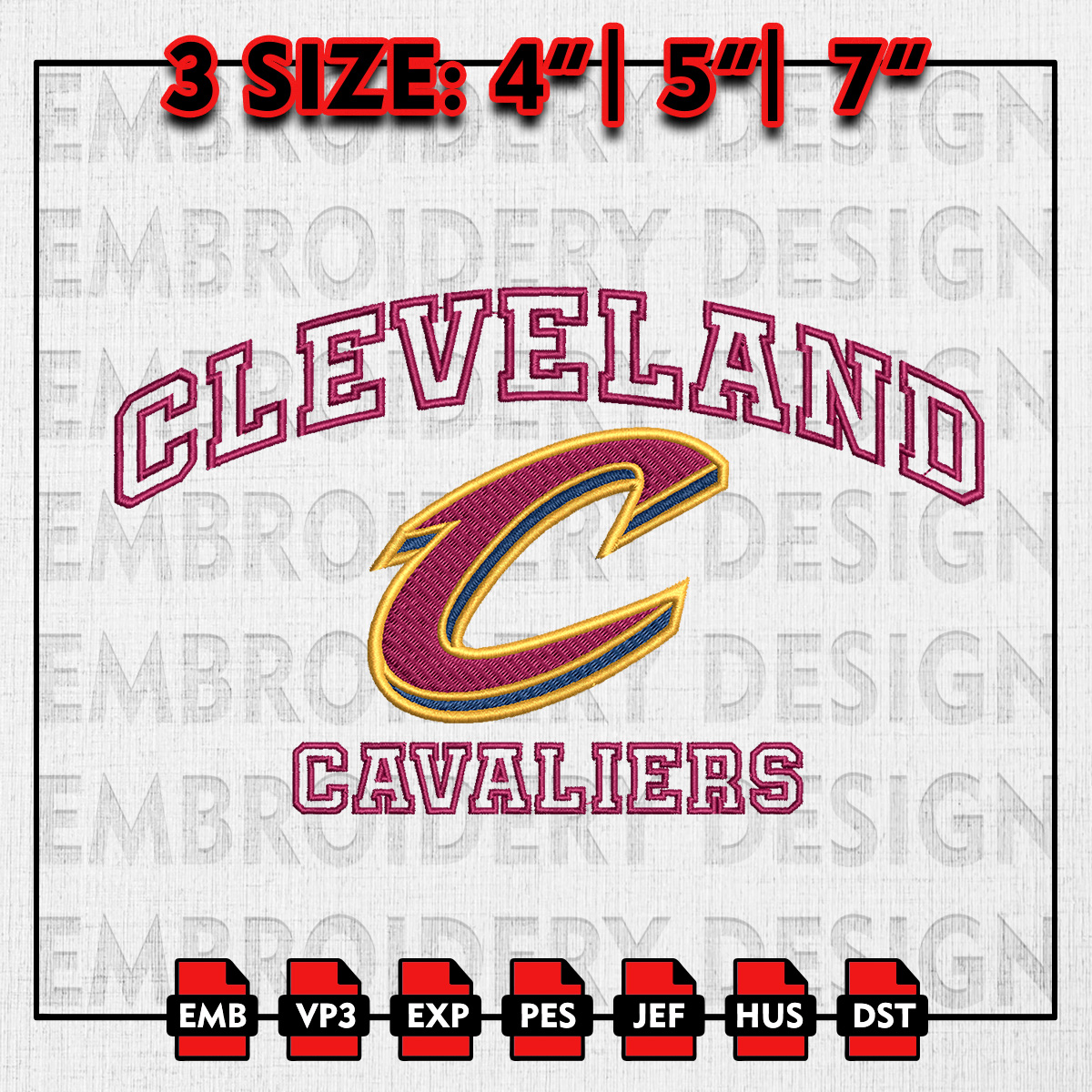 NBA Cleveland Cavaliers Embroidery Files, NBA teams, NBA Cav - Inspire ...