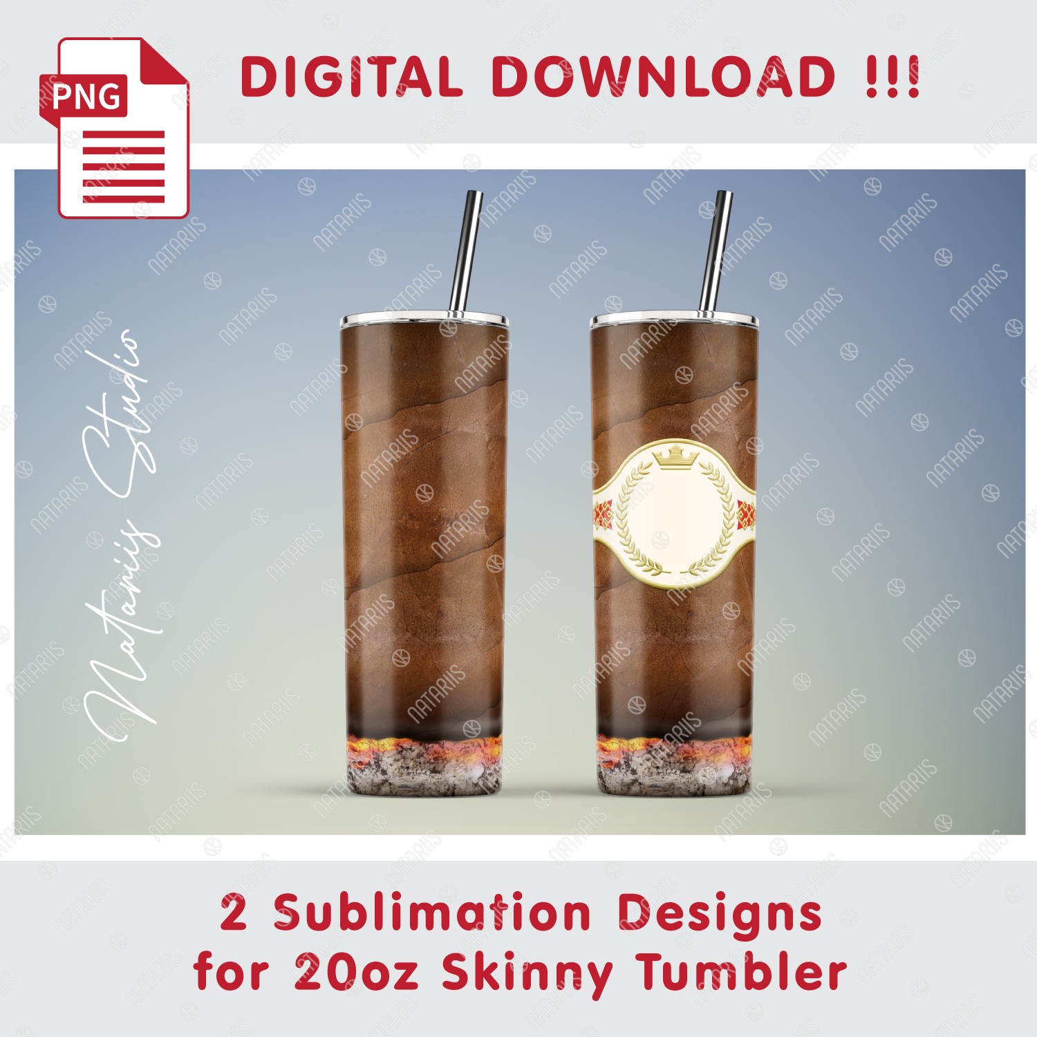 2 Monogram Cigar Templates Seamless sublimation 20oz Tumbler - Inspire ...