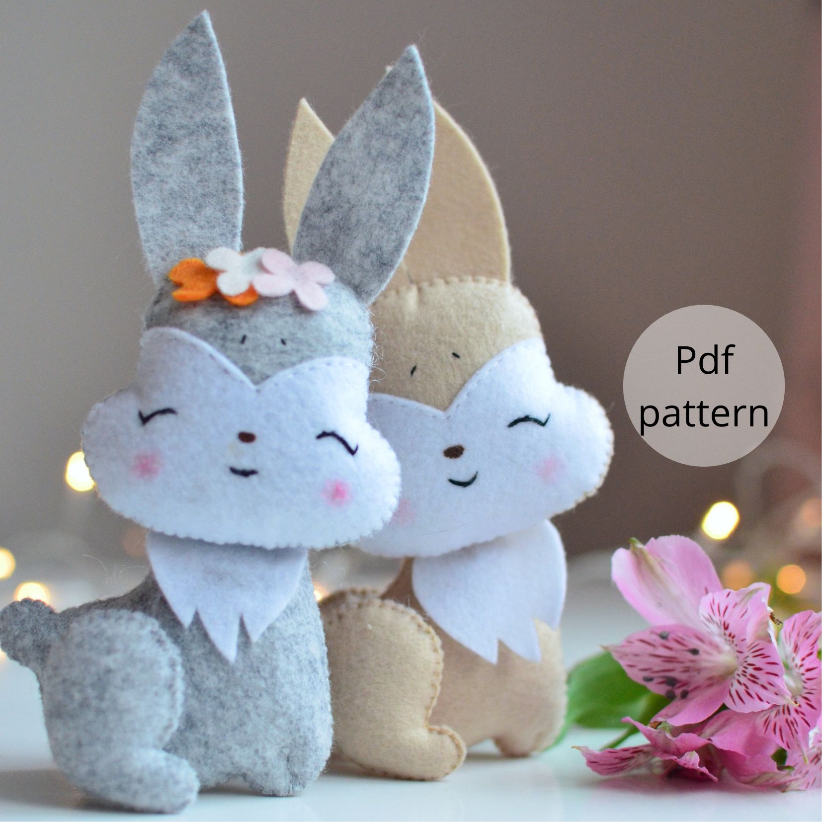 Mini bunny PDF sewing pattern ,plush animal pattern,pocket h | Inspire ...